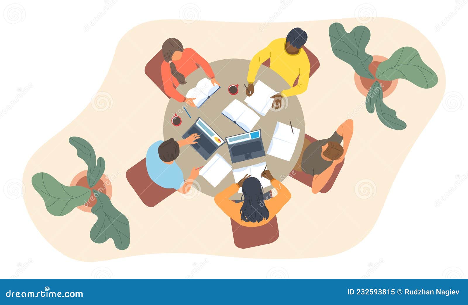Students working in group stock vector. Illustration of management ...