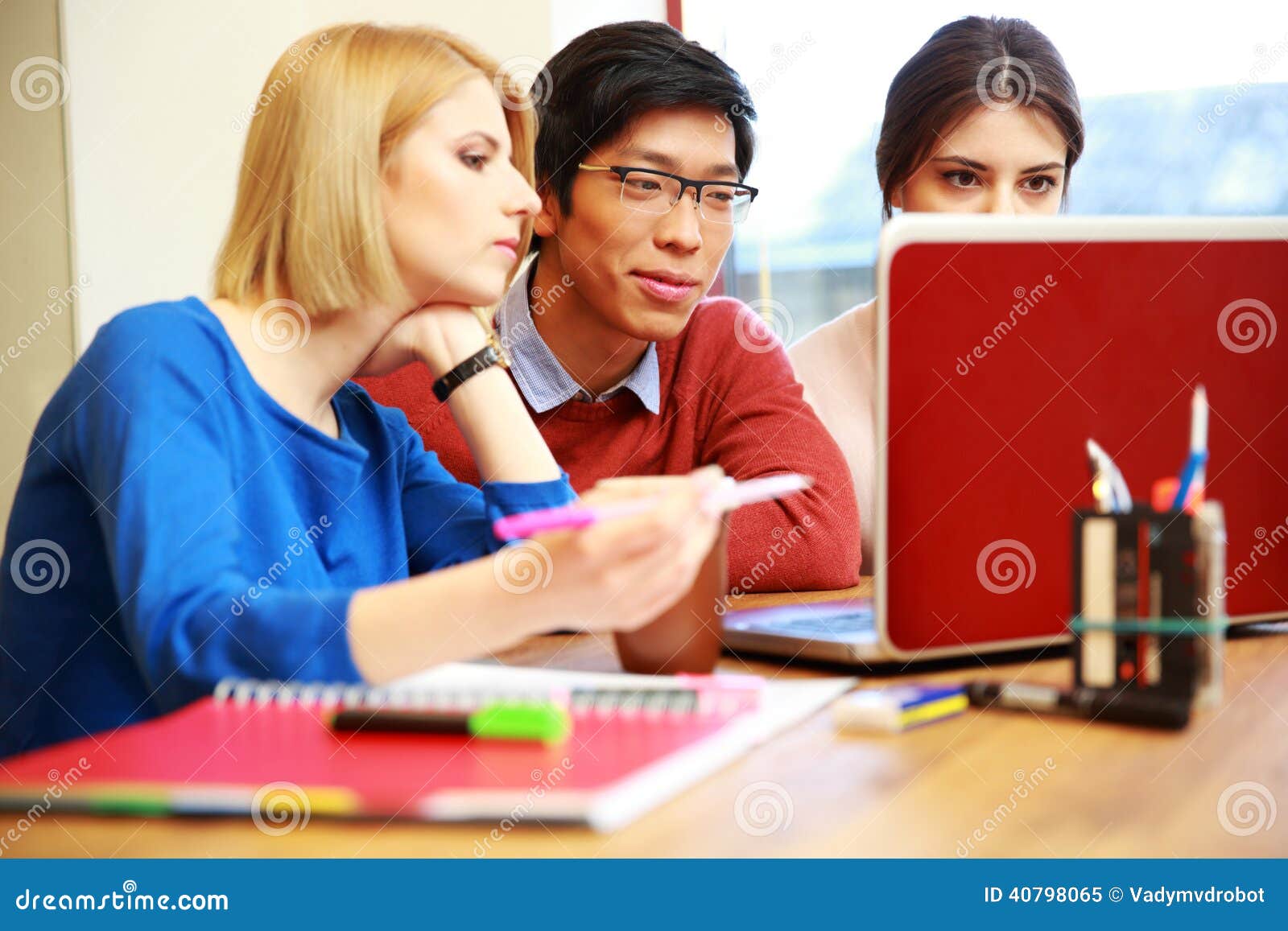 Students Working on Laptop Together Stock Image - Image of female ...