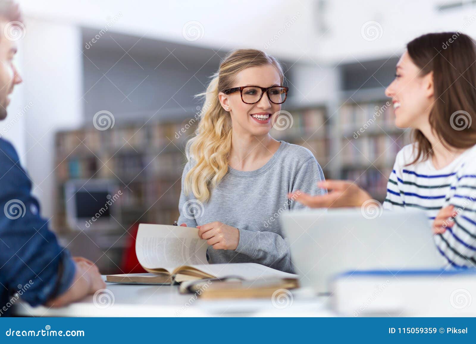Students Working in the Library at Campus Stock Image - Image of people ...