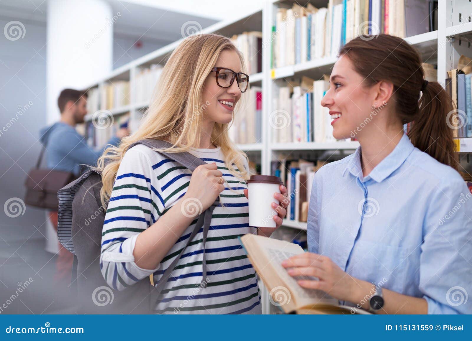 Students Working in the Library at Campus Stock Image - Image of book ...