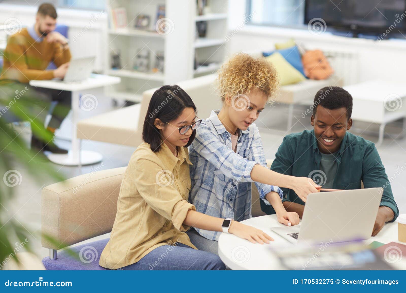 Students Working in Library Stock Image - Image of technology, people ...