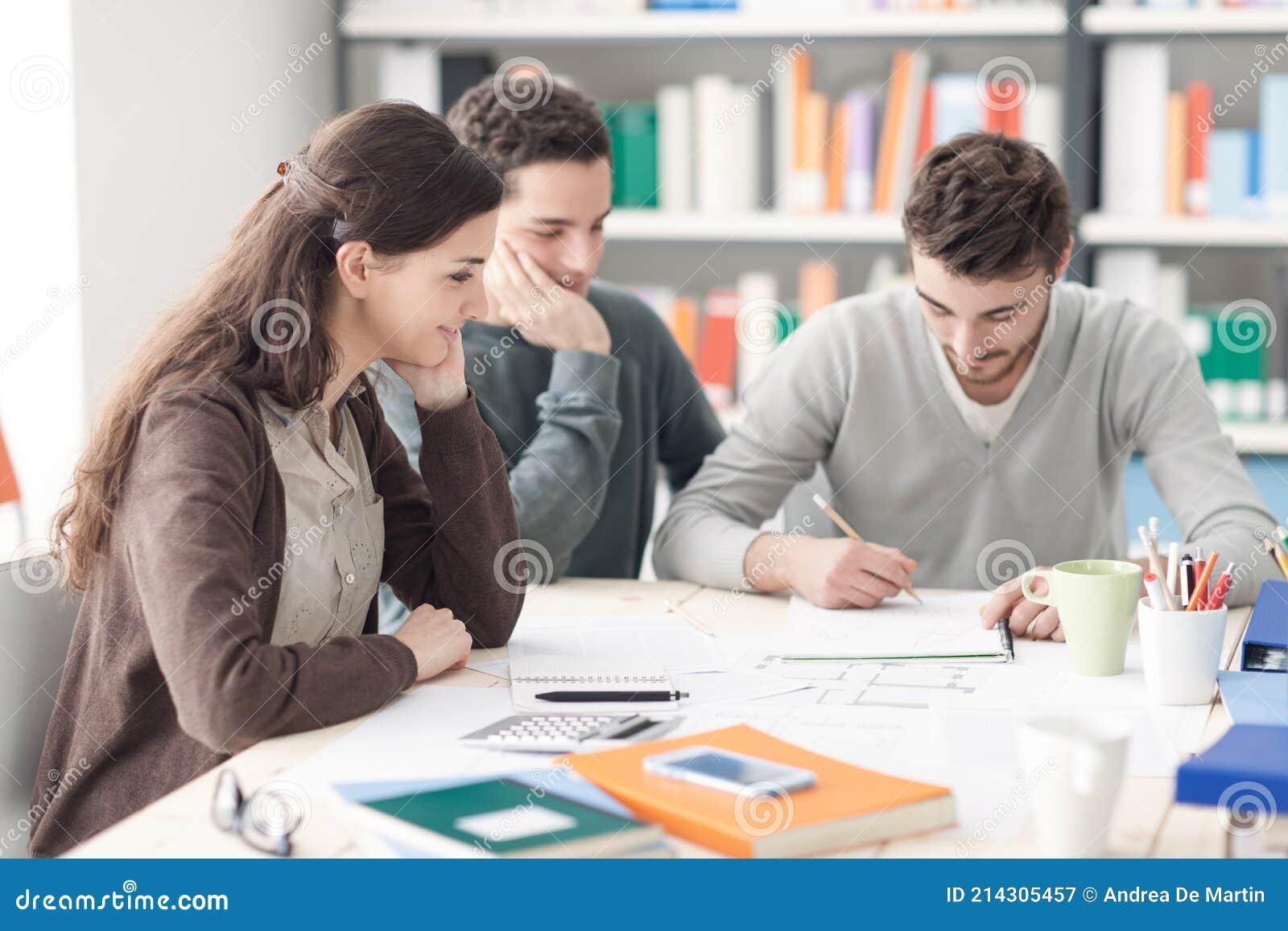 Students Working on a Project Stock Image - Image of desk, adolescent ...