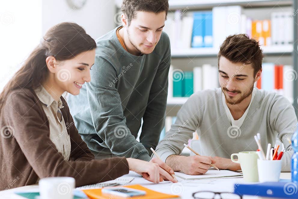 Students Working on a Project Stock Photo - Image of friends, school ...