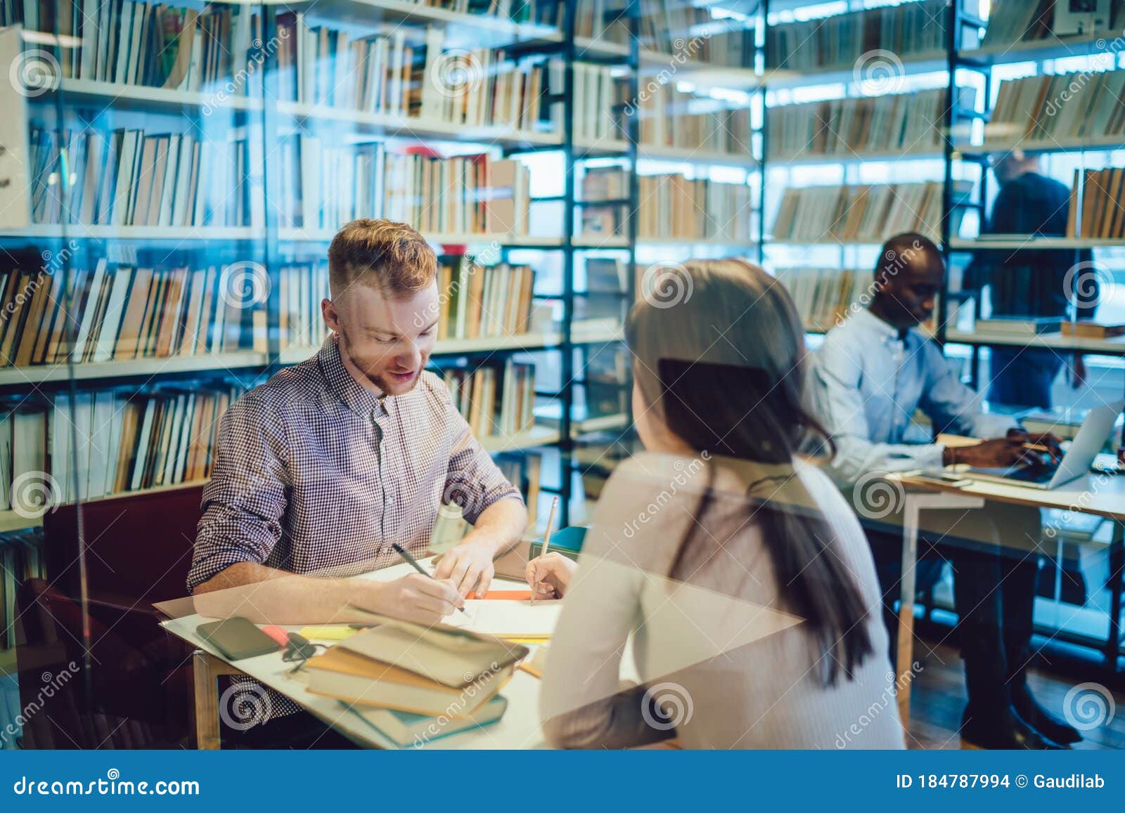 Students Working on Project in Modern Library Stock Photo - Image of ...