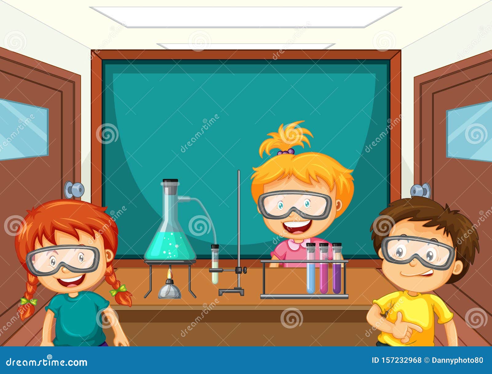 Students Working with Science Tools in Lab Stock Vector - Illustration ...