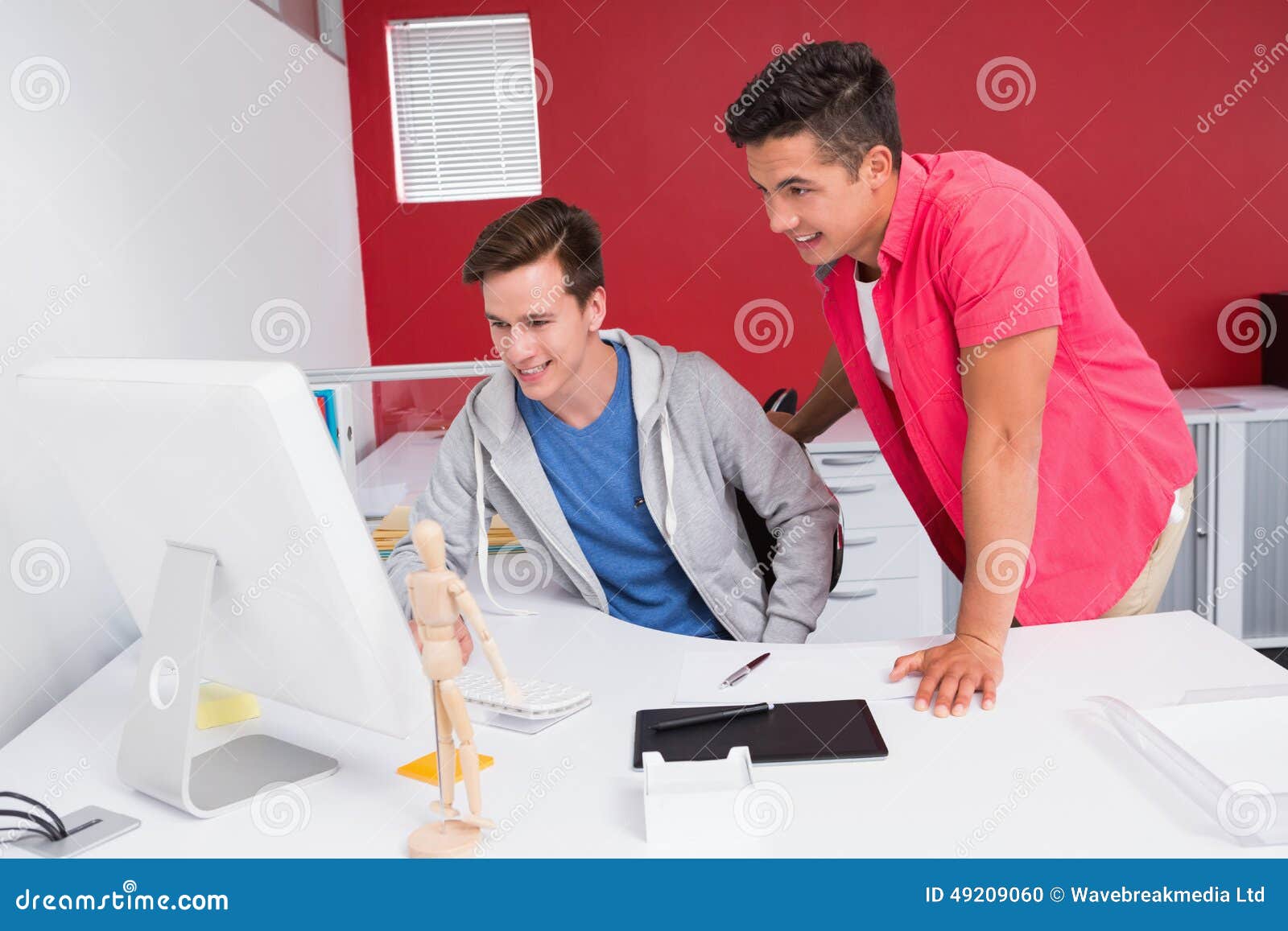 Students Working Together on Computer Stock Photo - Image of graphics ...