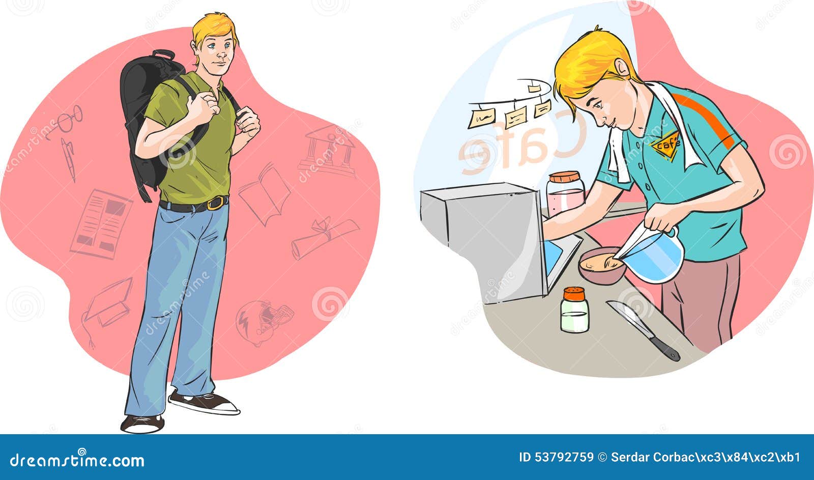 Students working stock vector. Illustration of notepad - 53792759