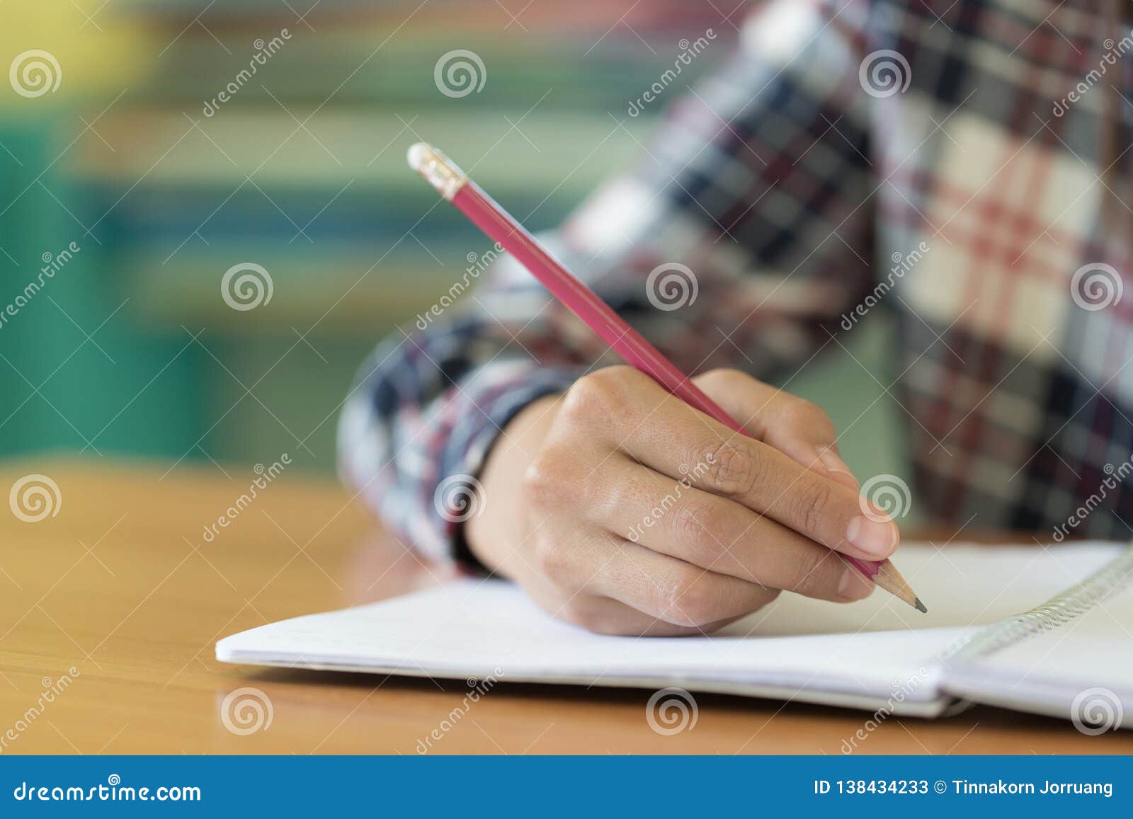 Students Write Books in the Library, Education Concept Stock Image ...