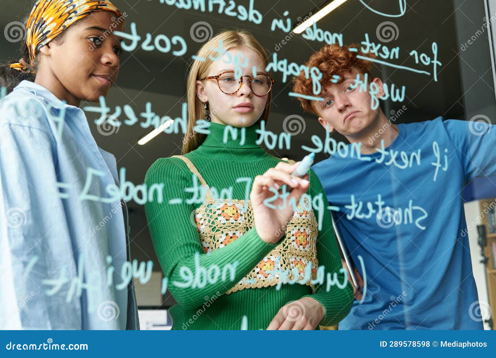 Students Writing Codes in Teamwork Stock Photo - Image of education ...
