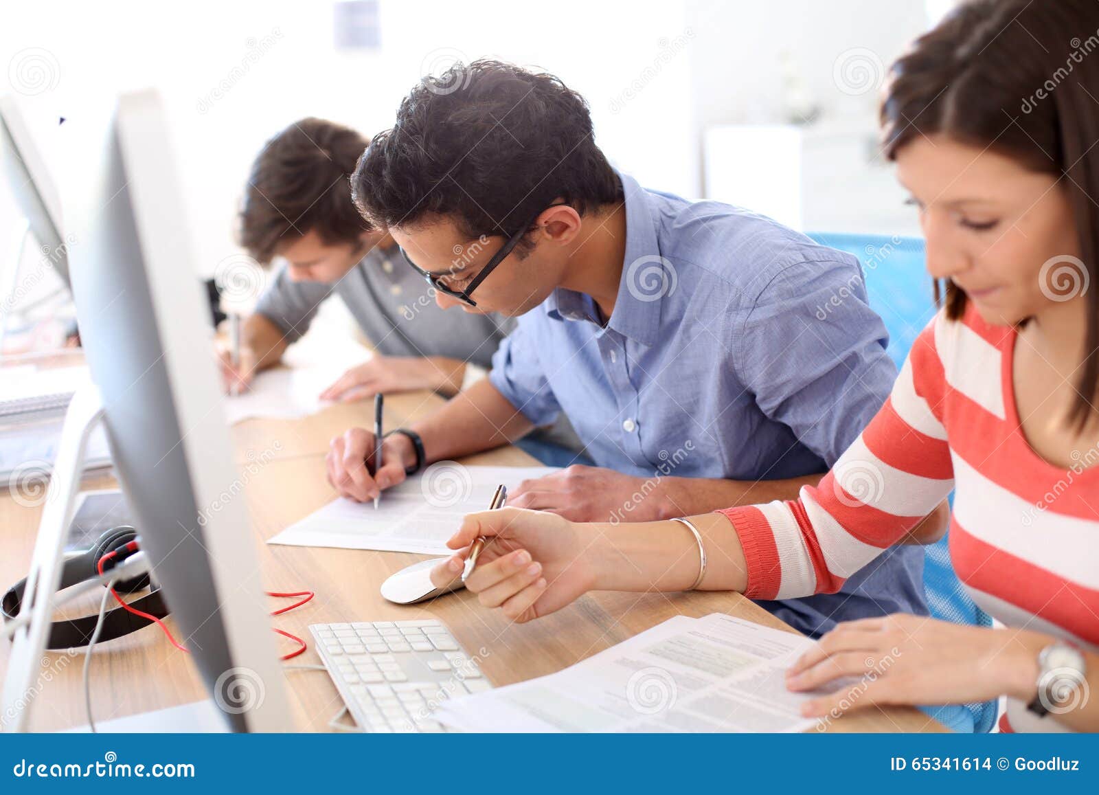 Students writing exam stock photo. Image of college, applying - 65341614