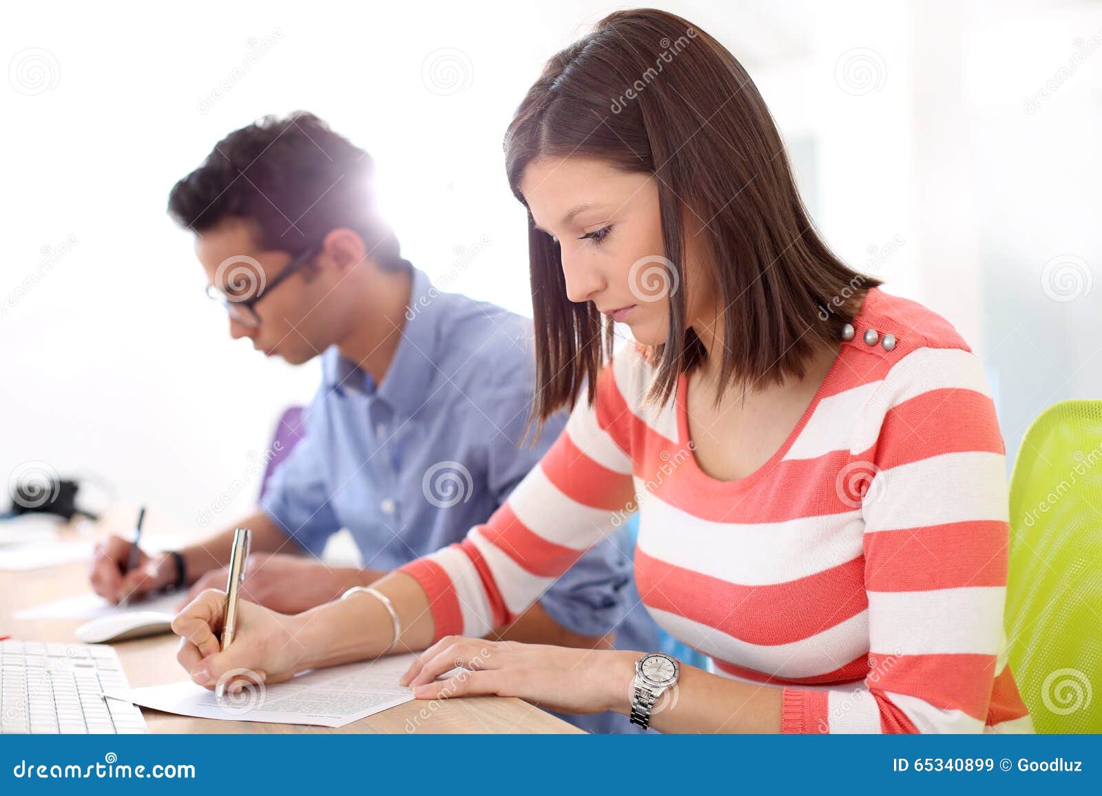 Students Writing Exam at School Stock Image - Image of class, teens ...