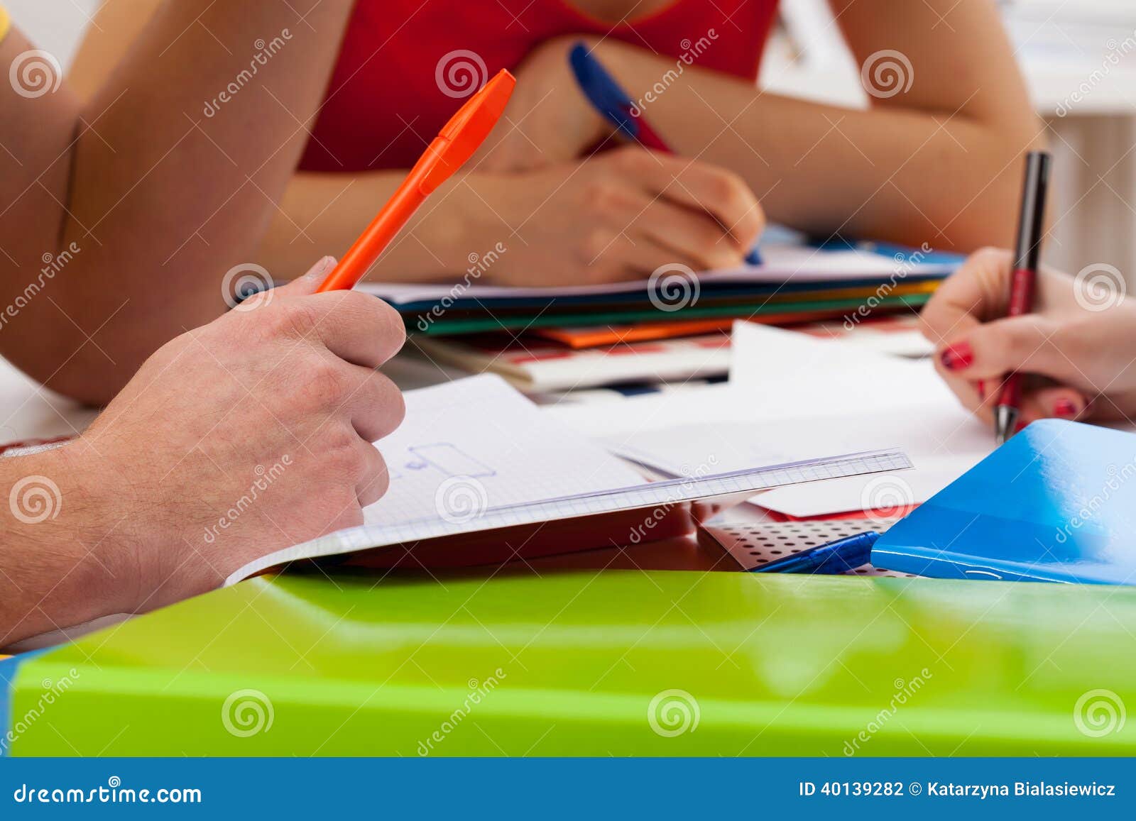 Students Writing Important Things Stock Photo - Image of notebook ...