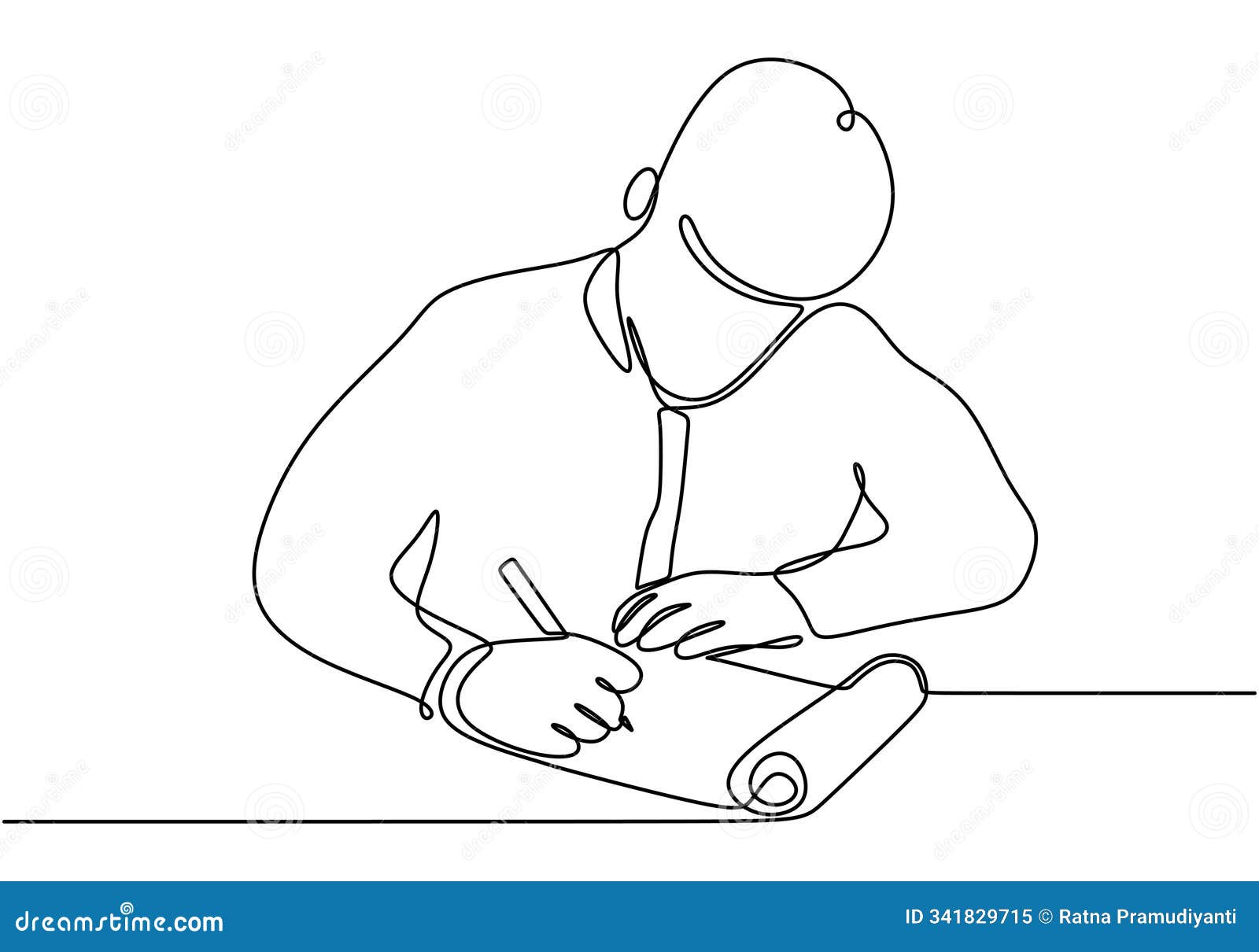 Students Writing in Notebooks in Continuous Line Drawing. Collaboration ...