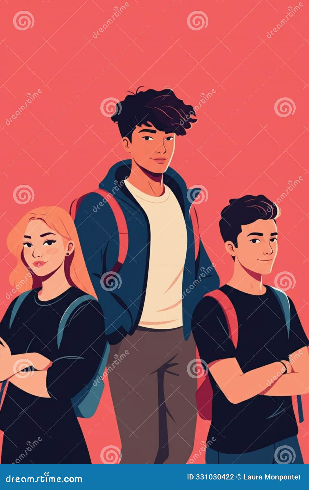 Students stock illustration. Illustration of schoolbag - 331030422