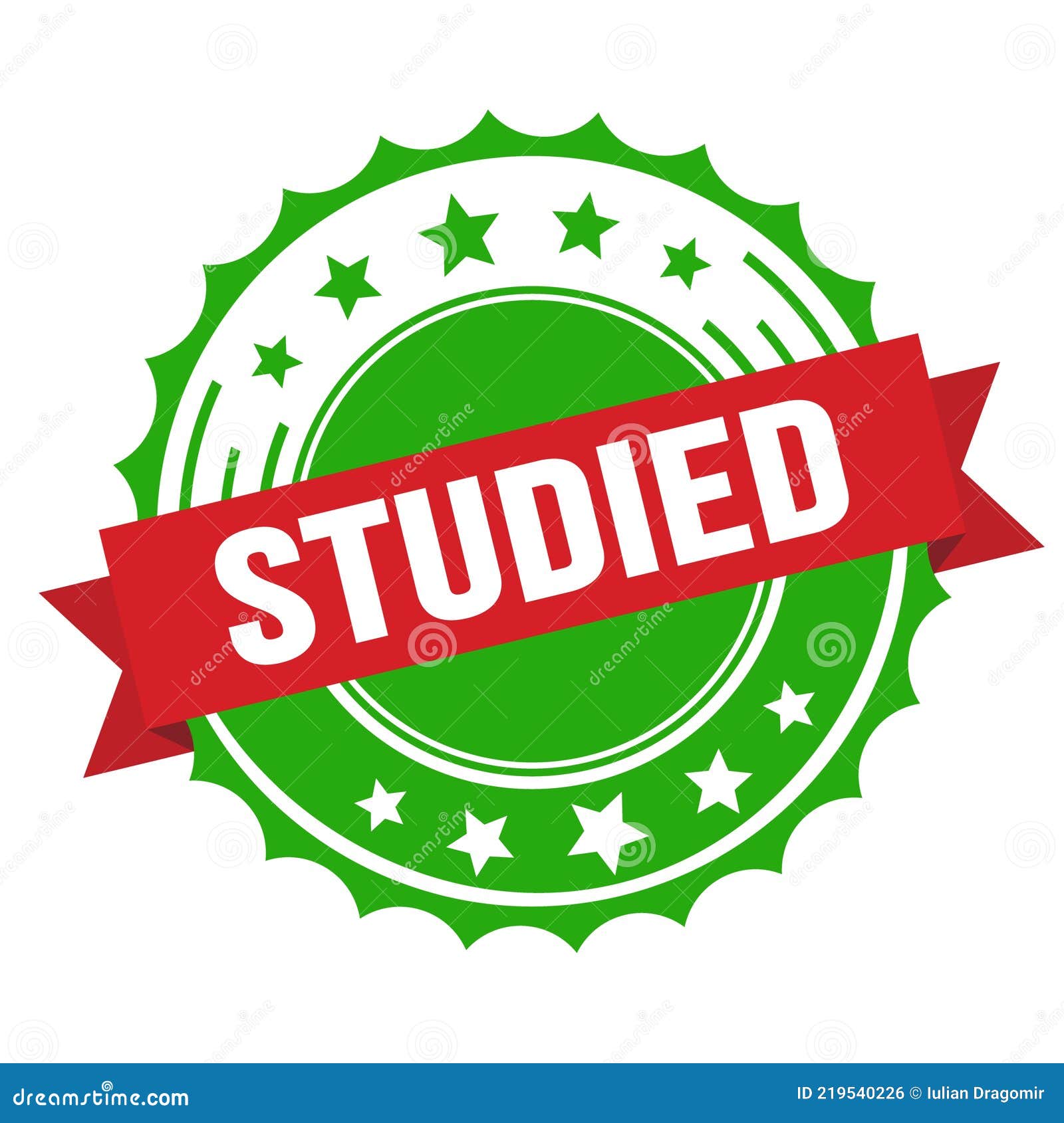 STUDIED Text on Red Green Ribbon Stamp Stock Illustration ...