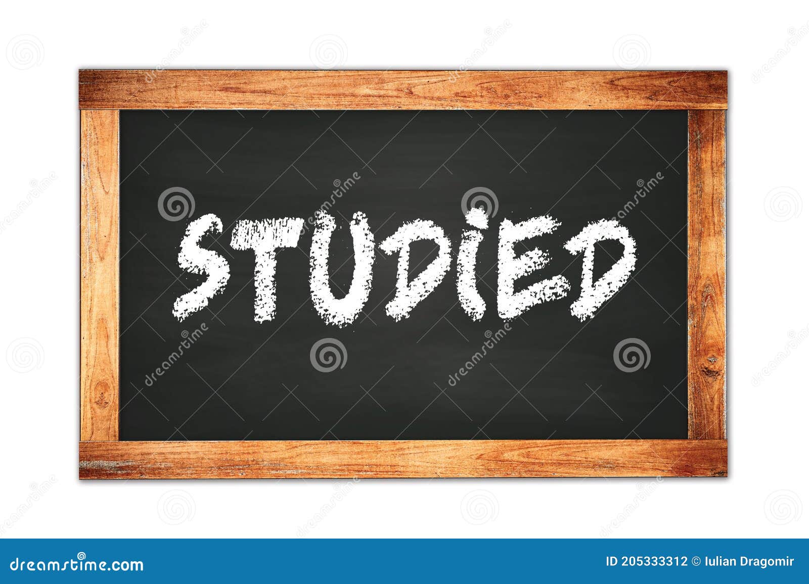 STUDIED Text Written on Wooden Frame School Blackboard Stock ...