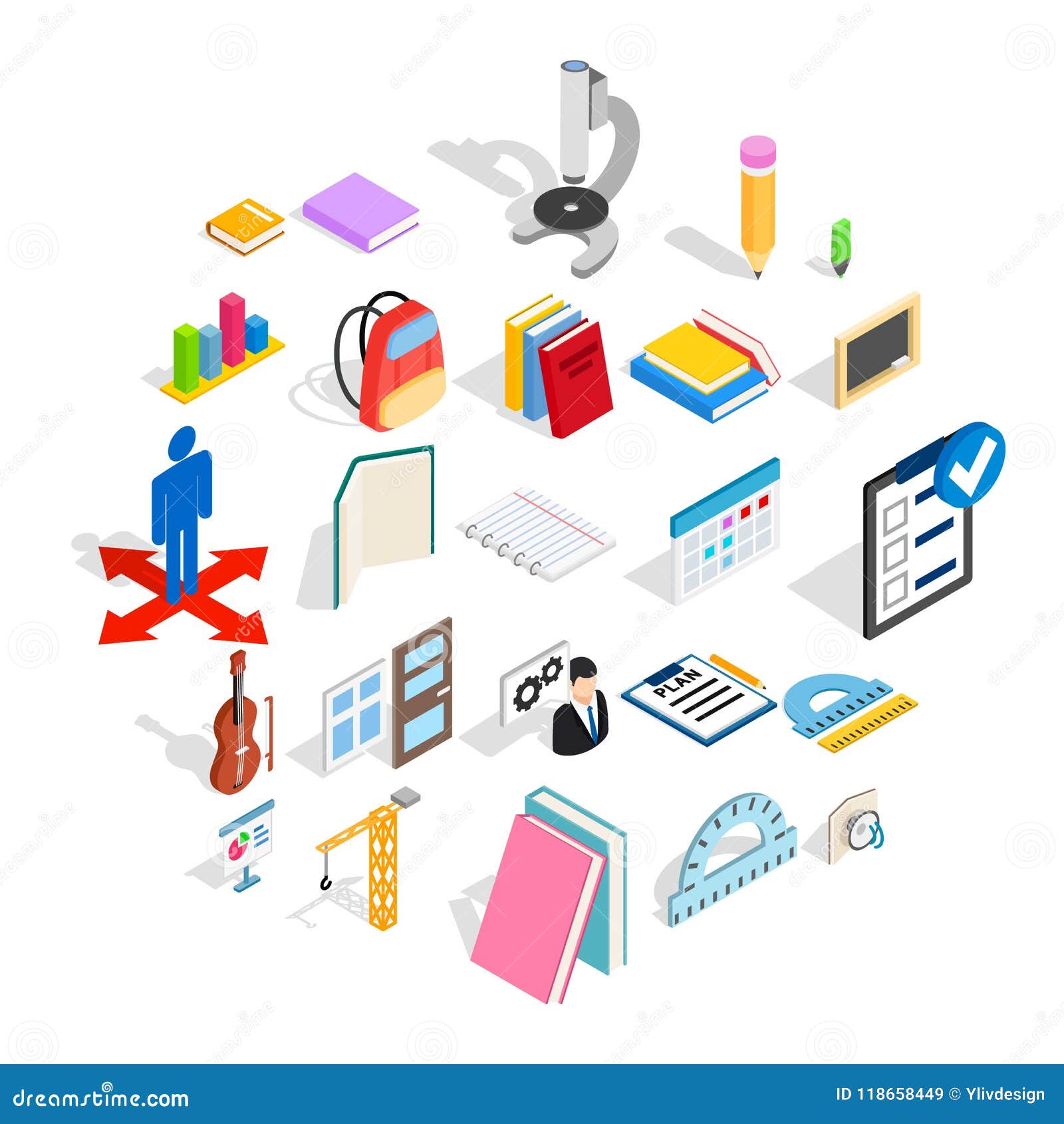Studies Icons Set, Isometric Style Stock Vector - Illustration of ...