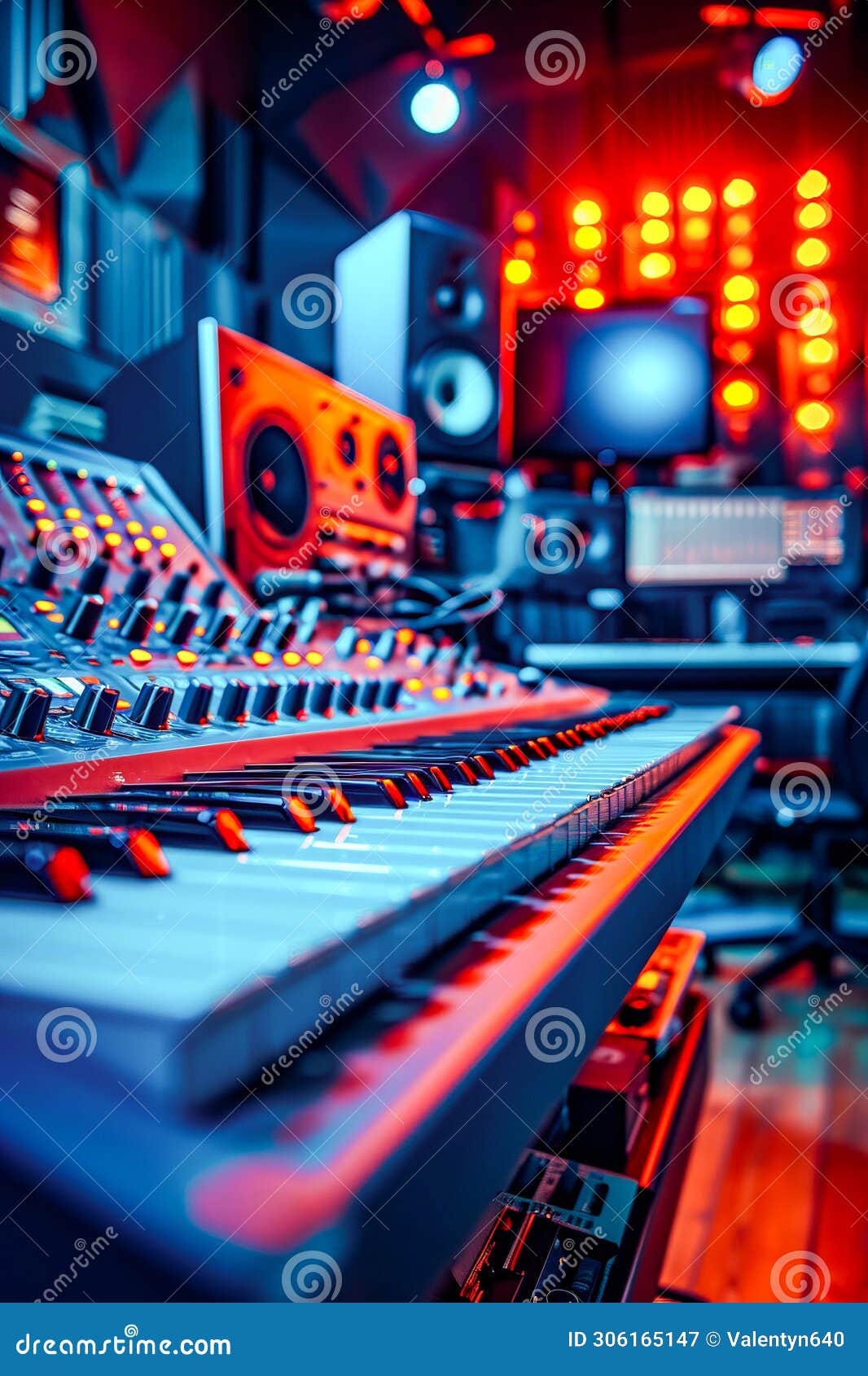 Studio Board with Many Knobs and Buttons is Sitting in Front of ...