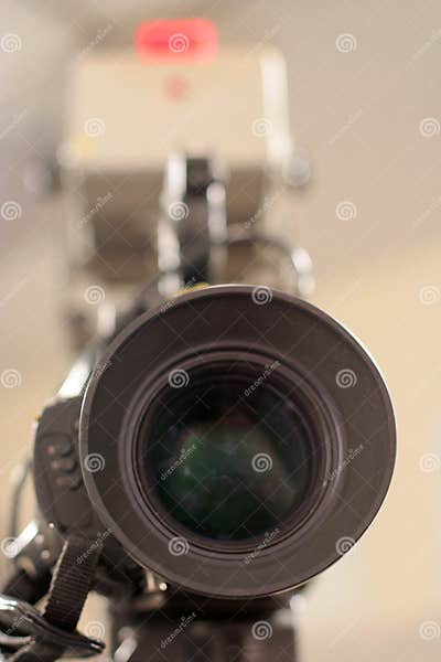 Studio Camera Lens and Tally Light Stock Image - Image of focus ...