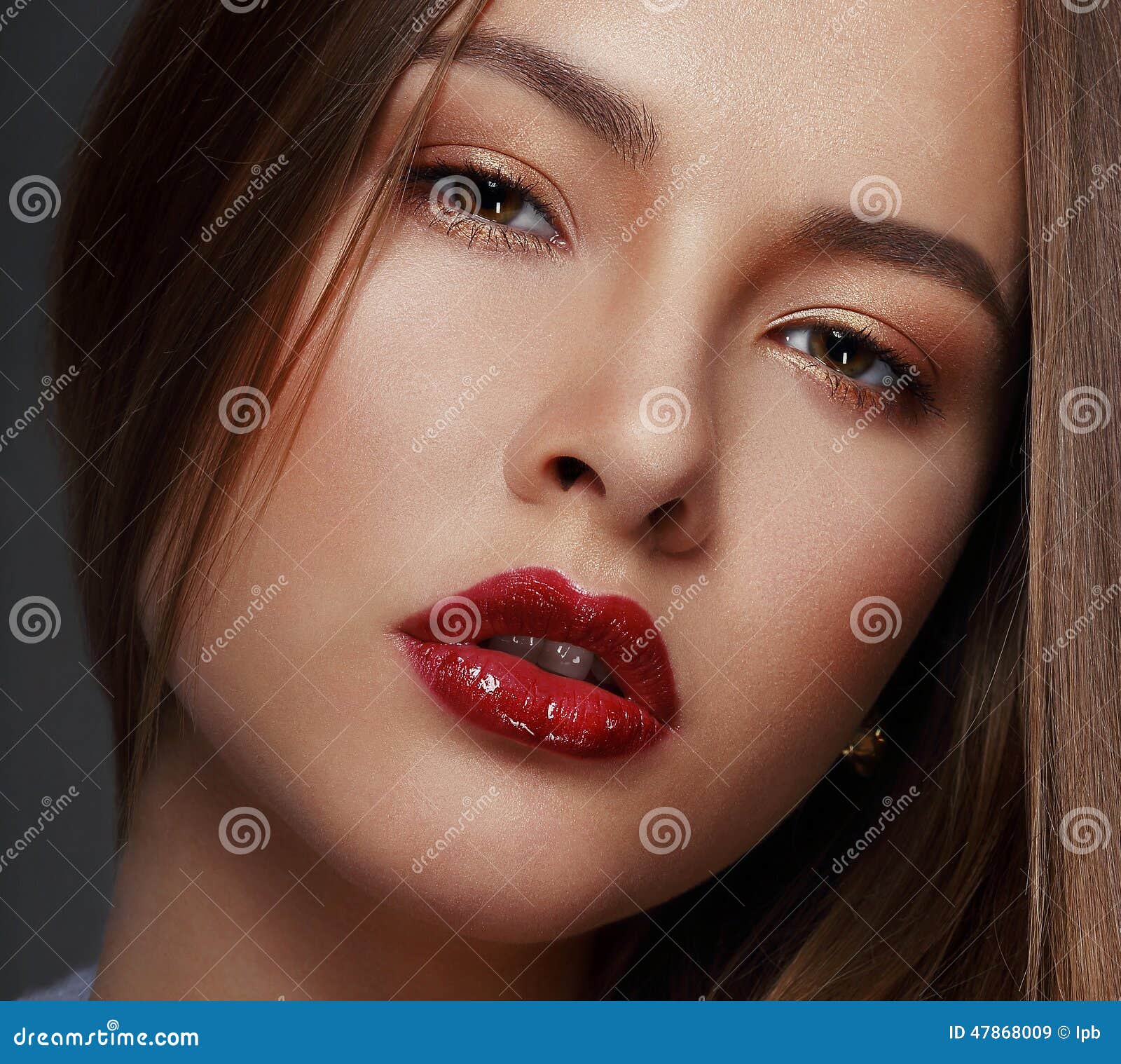 Studio Close Up Portrait of Young Sensual Beauty Stock Image - Image of ...