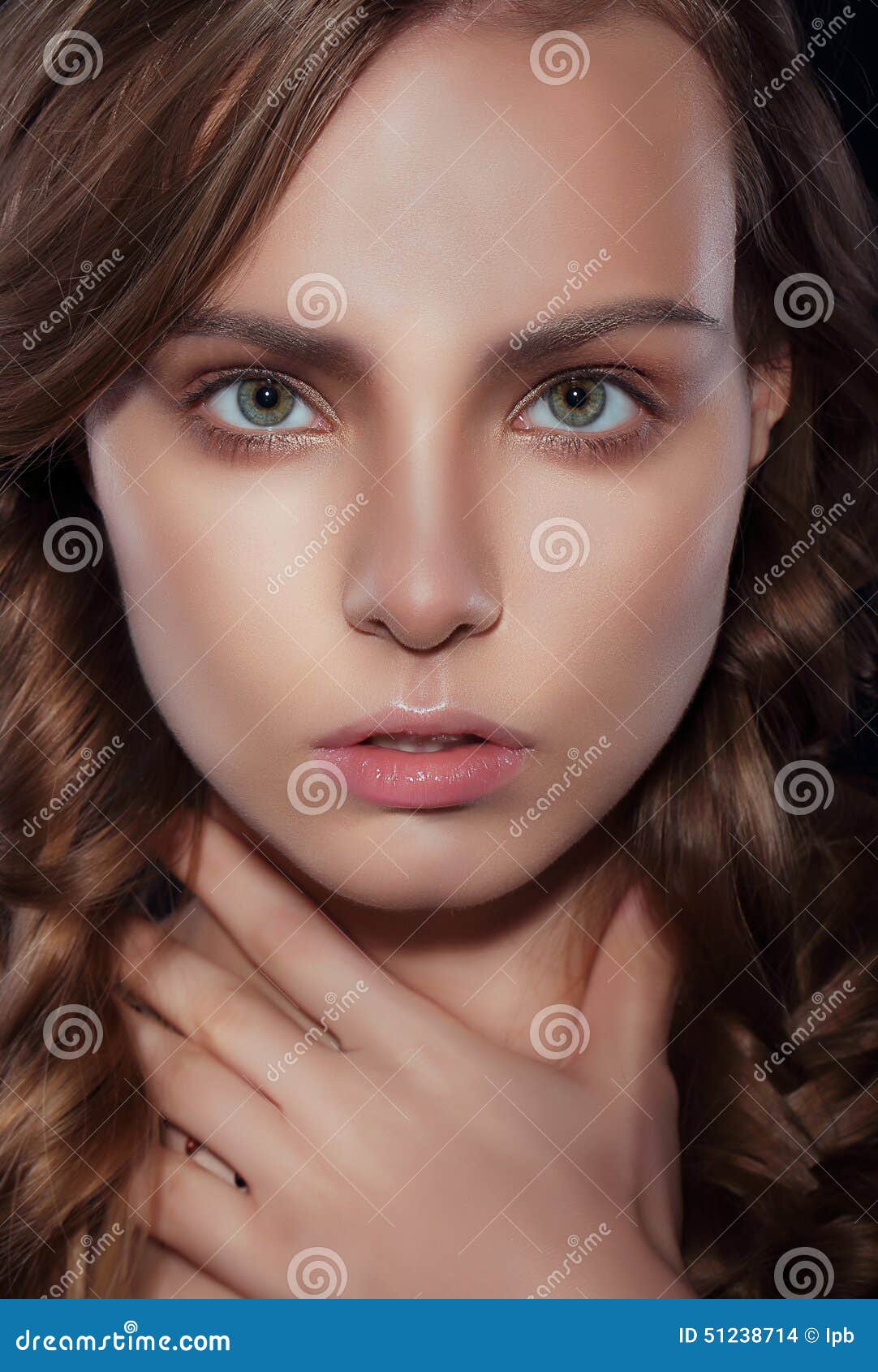 Studio Close Up Portrait of Young Woman Stock Photo - Image of beige ...