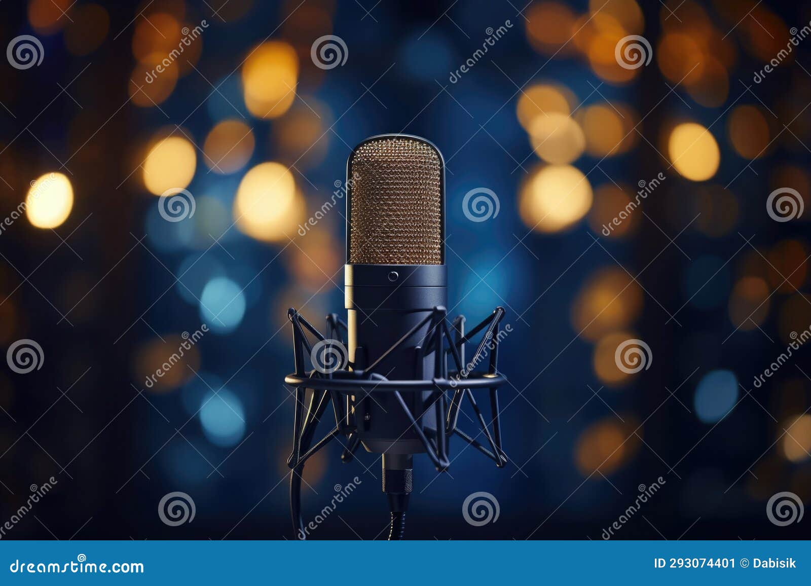 Studio Condenser Microphone on Blurred Background. Generative AI Stock ...