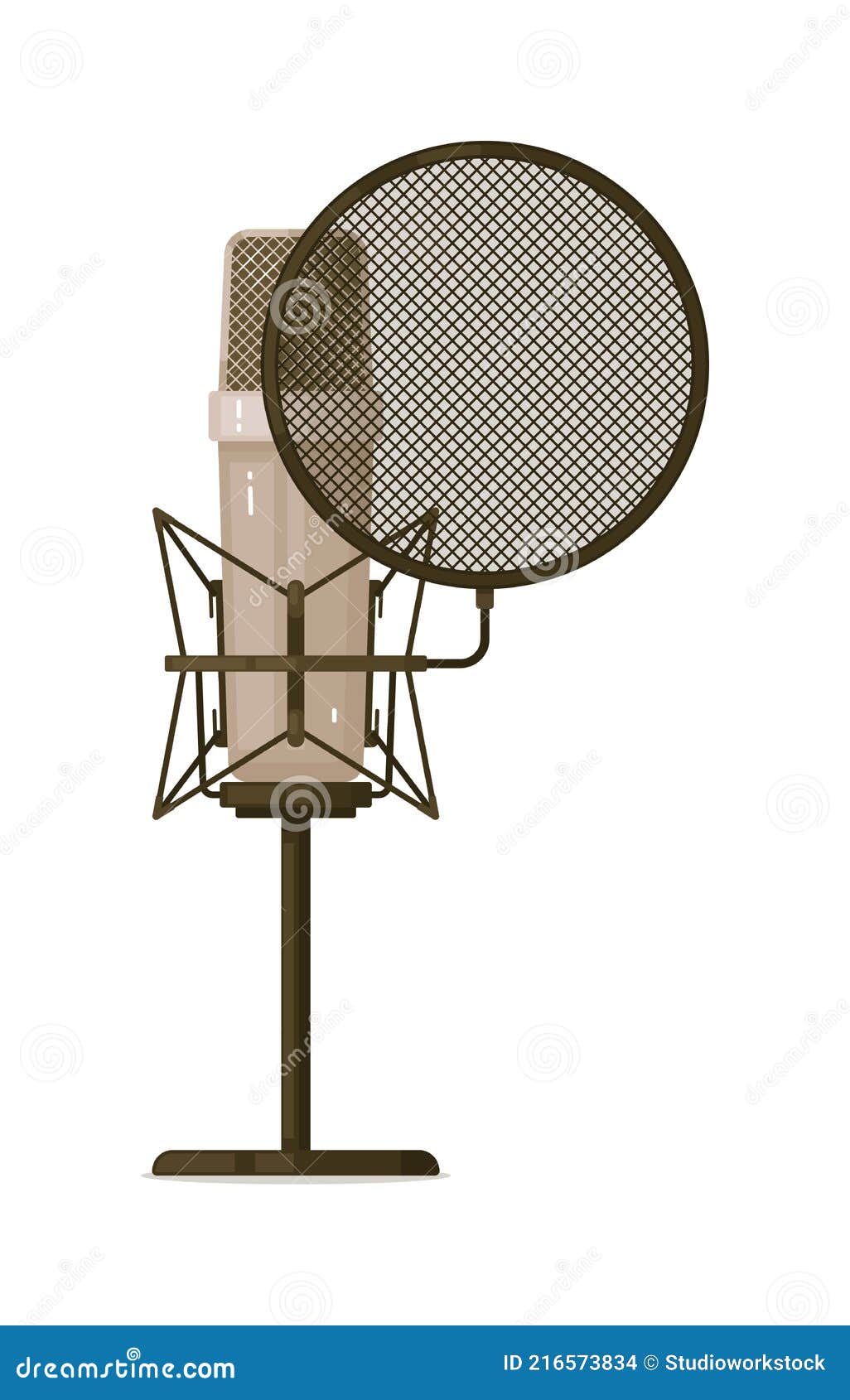 Studio Condenser Microphone with Pop Filter Stock Vector - Illustration ...