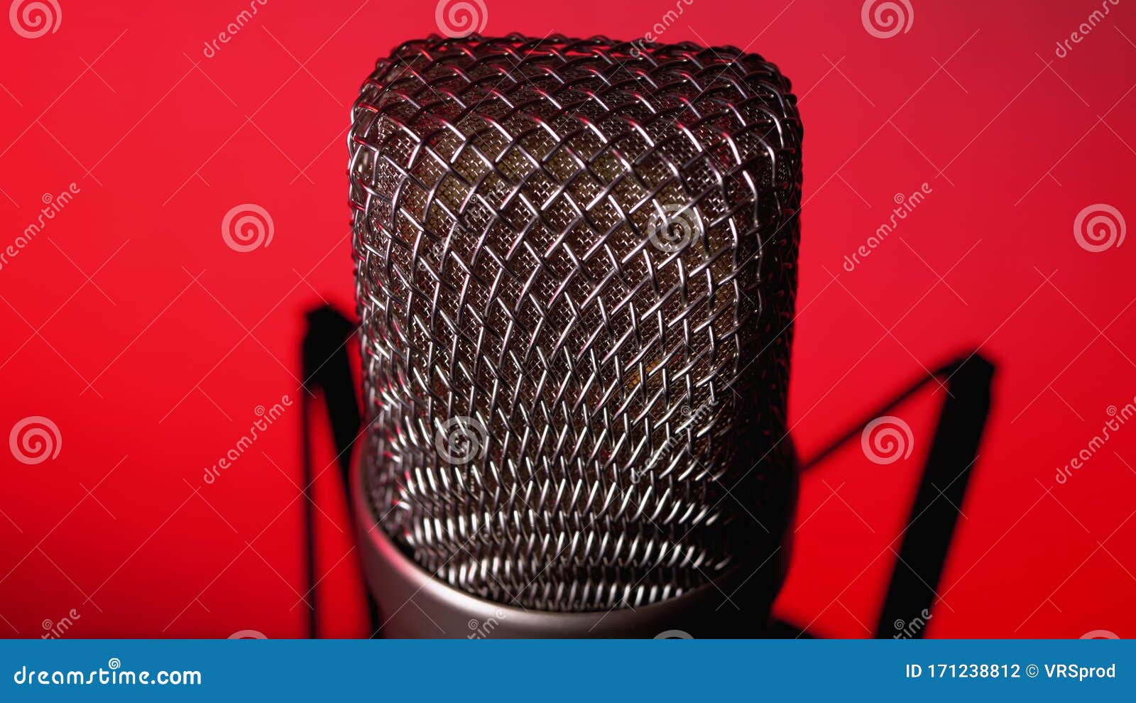 Studio Condenser Microphone Rotates on Red Background. Stock Footage ...