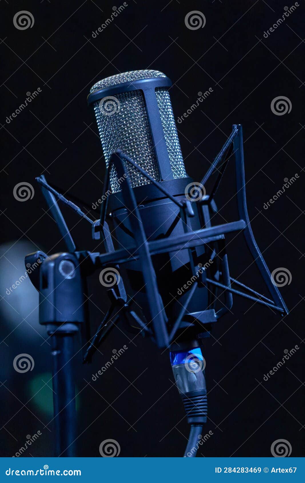 Studio Condenser Microphone on a Microphone Stand Stock Image - Image ...