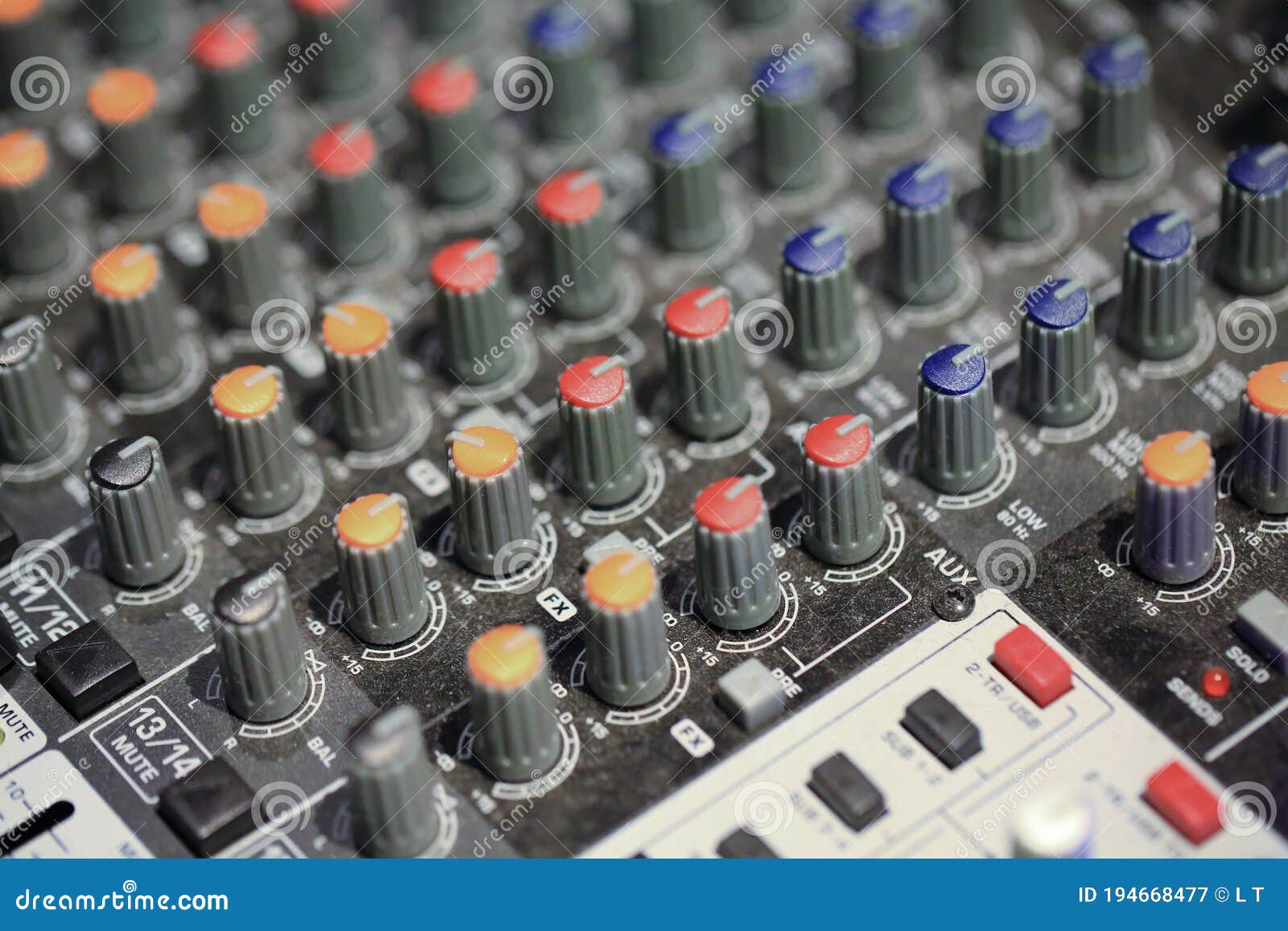 Studio Control Panel Close-up in the Control Room Stock Image - Image ...