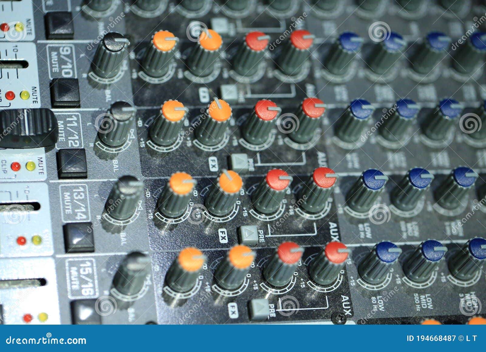 Studio Control Panel Close-up in the Control Room Stock Image - Image ...
