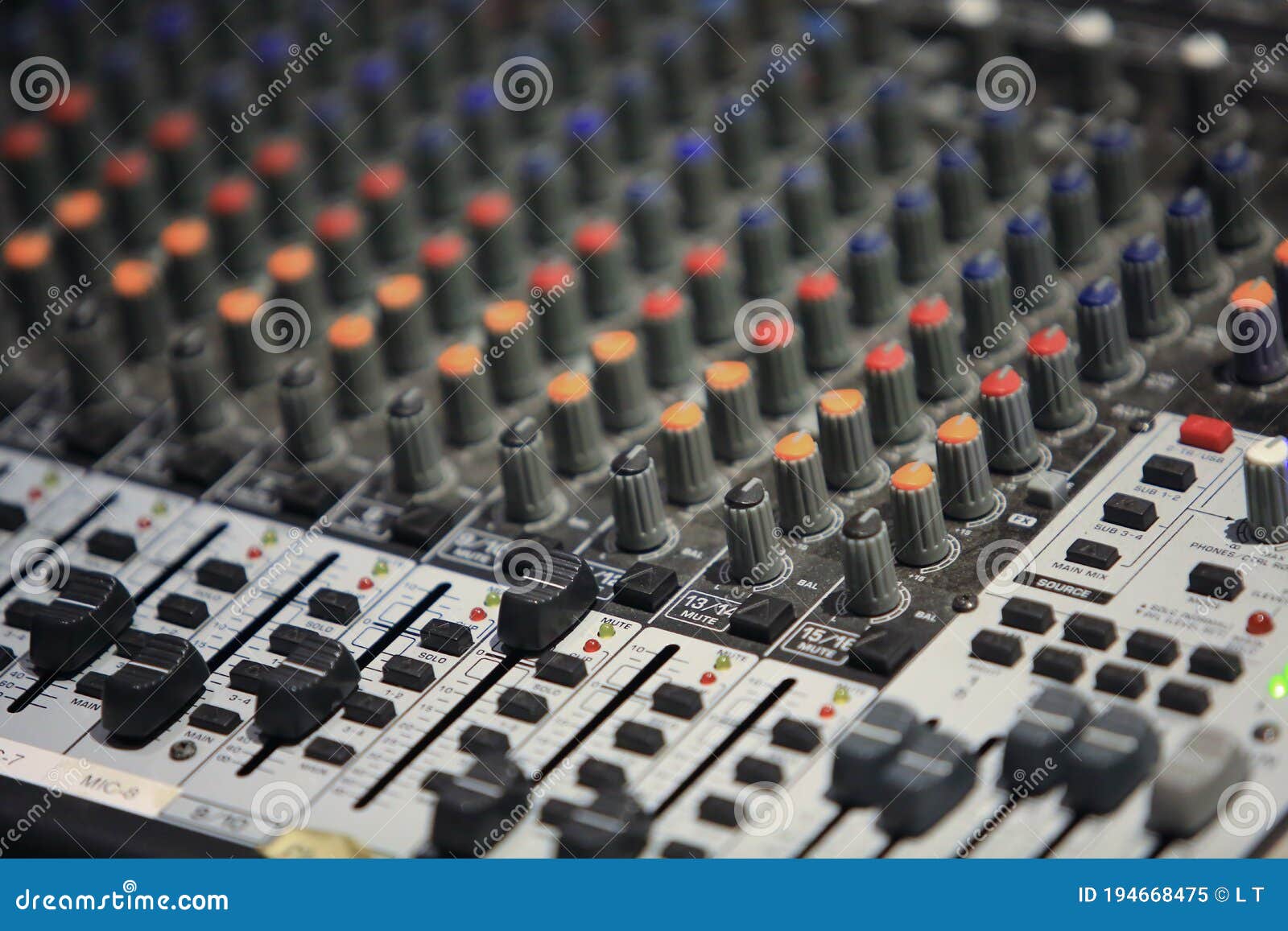 Studio Control Panel Close-up in the Control Room Stock Image - Image ...