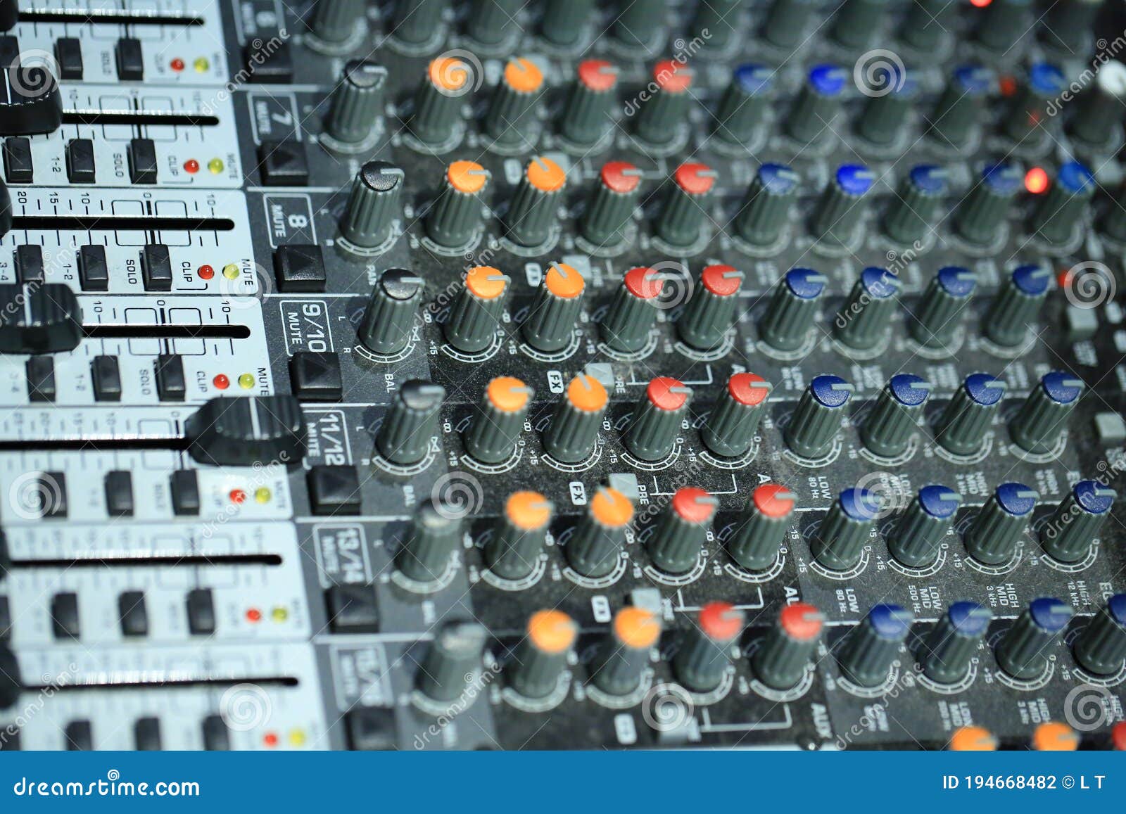 Studio Control Panel Close-up in the Control Room Stock Photo - Image ...