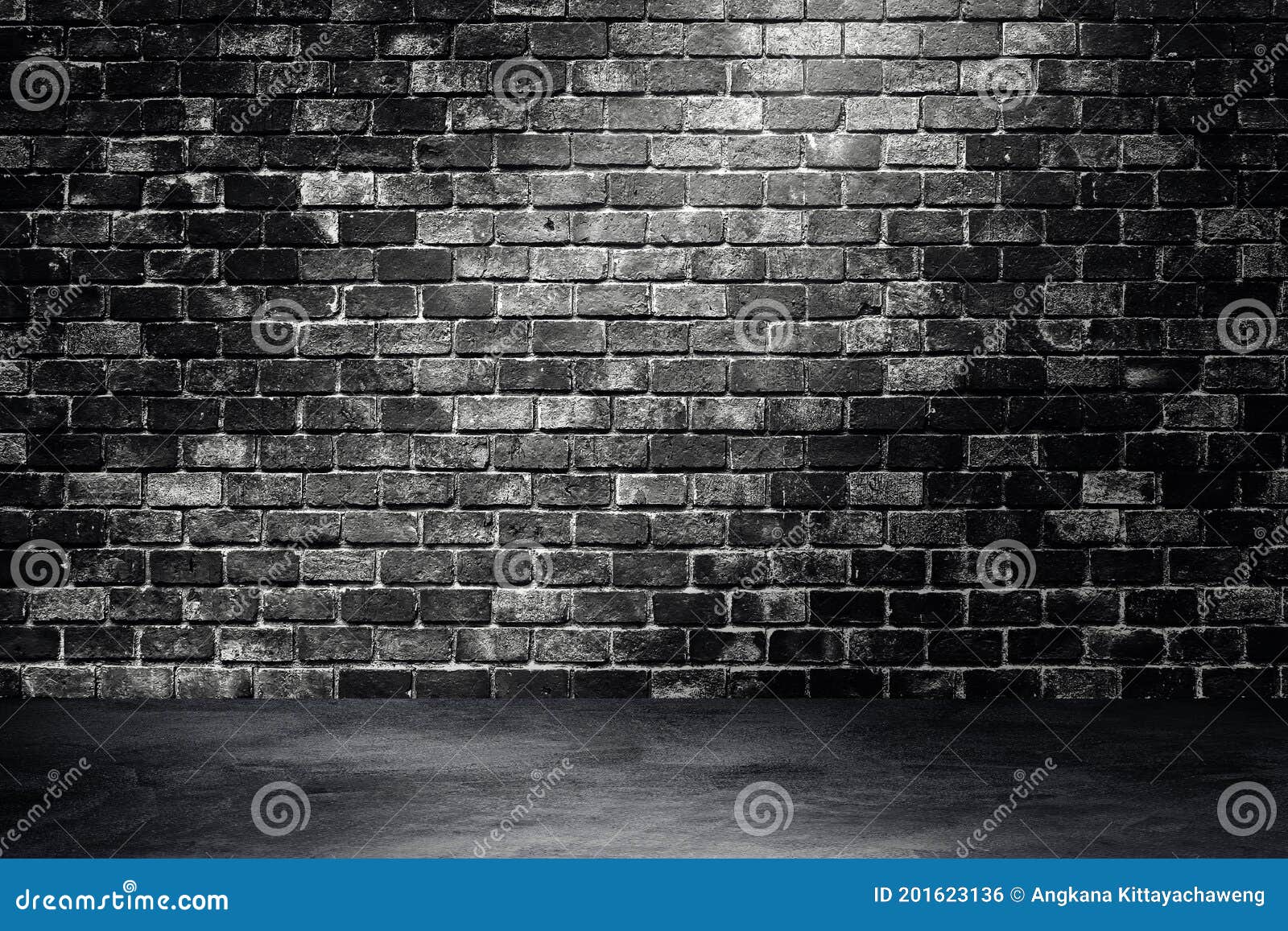 Studio Dark Room Black Brick Wall Grunge Texture Background with Light ...