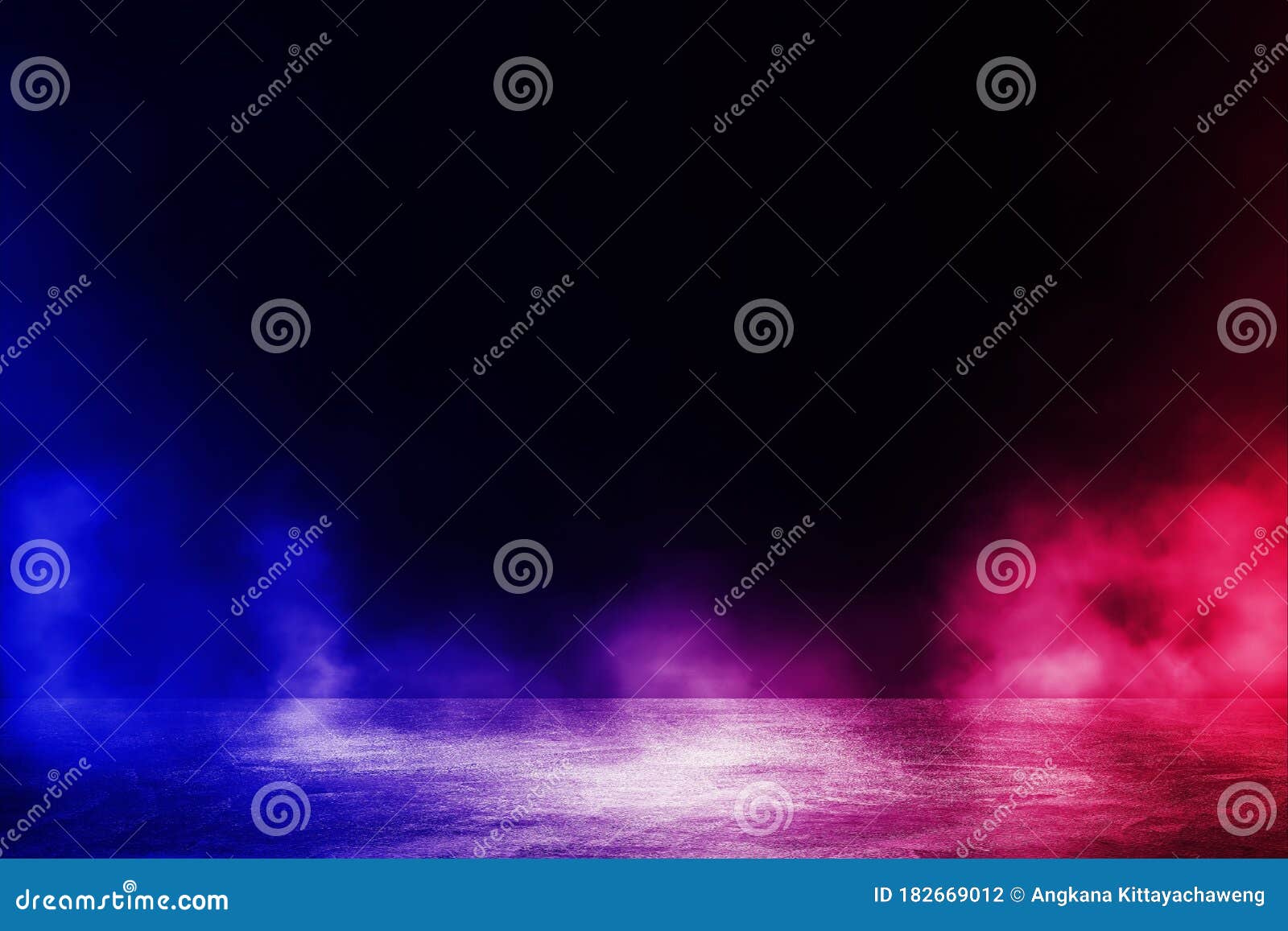 Studio Dark Room with Lighting Effect Red and Blue Concrete Floor ...