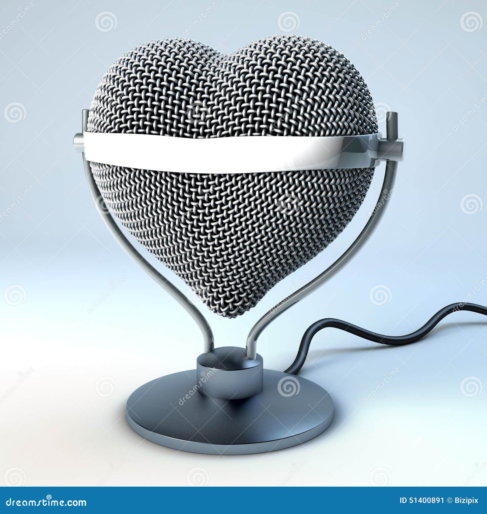Studio Desk Microphone in Heart Shape Stock Illustration - Illustration ...