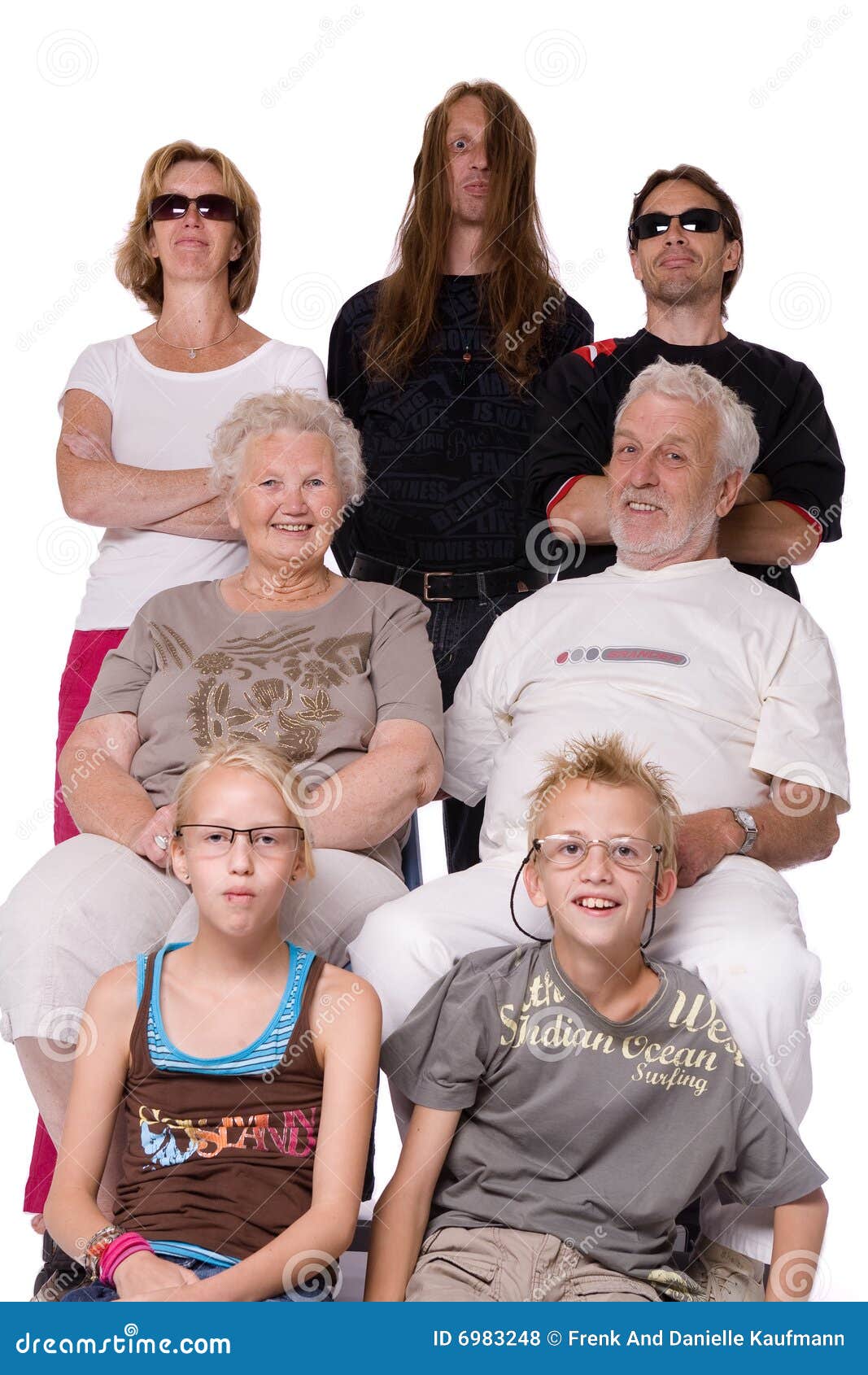 Studio Family Portrait of a Crazy Bunch Stock Photo - Image of full ...