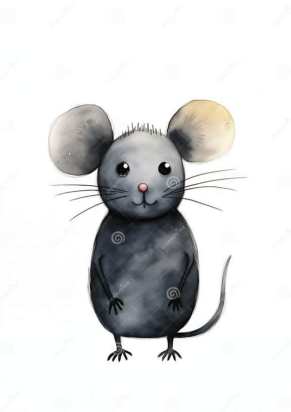 Whimsical Mouse: a Playful Portrait in a Grey Studio Stock Illustration ...
