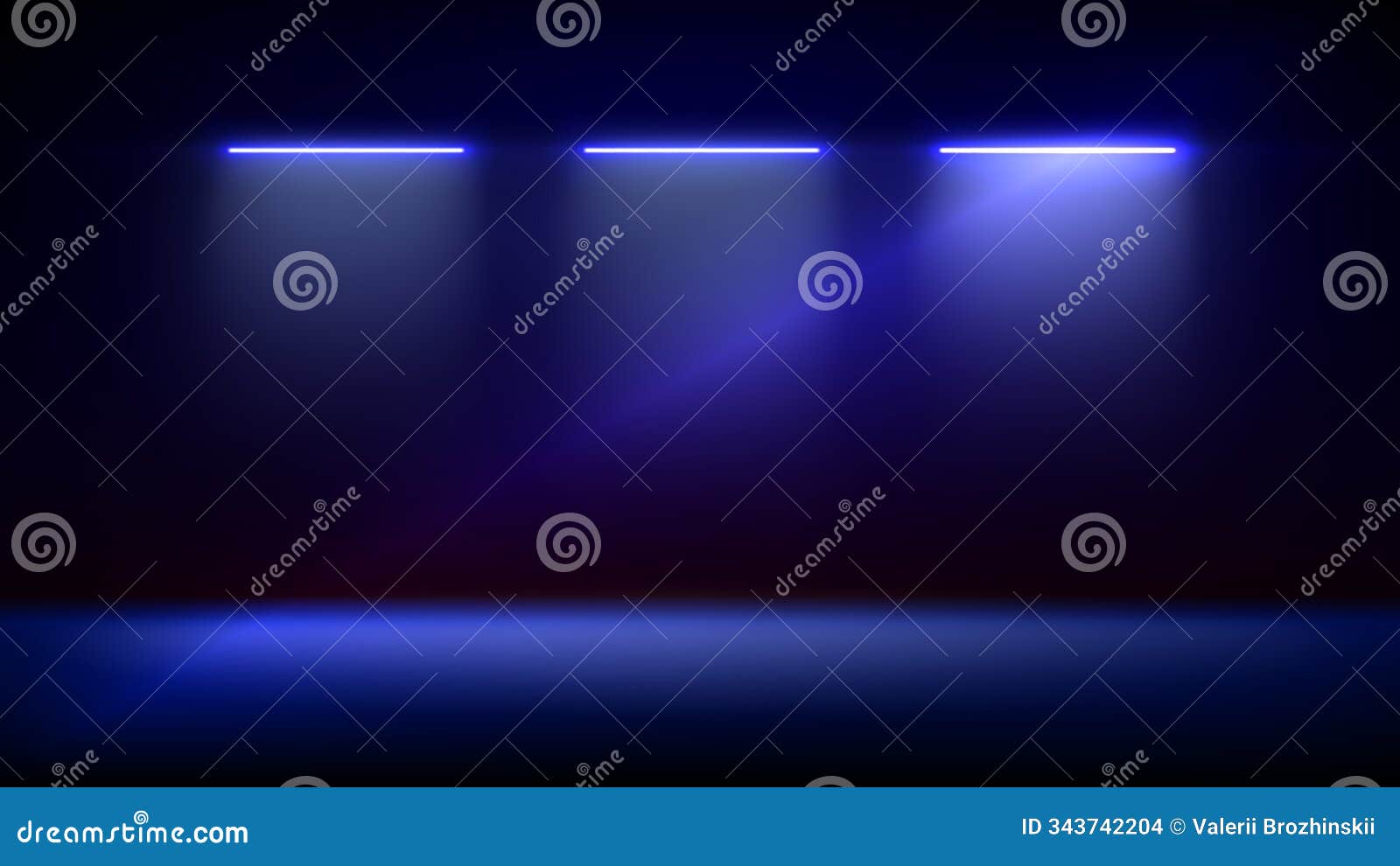 Studio Interior, Stage With Neon, Led Lighting. Background. Modern Blue ...
