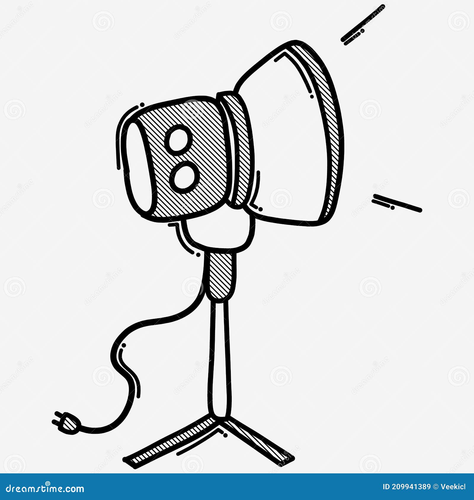 Studio Lighting Doodle Vector Icon. Drawing Sketch Illustration Hand ...