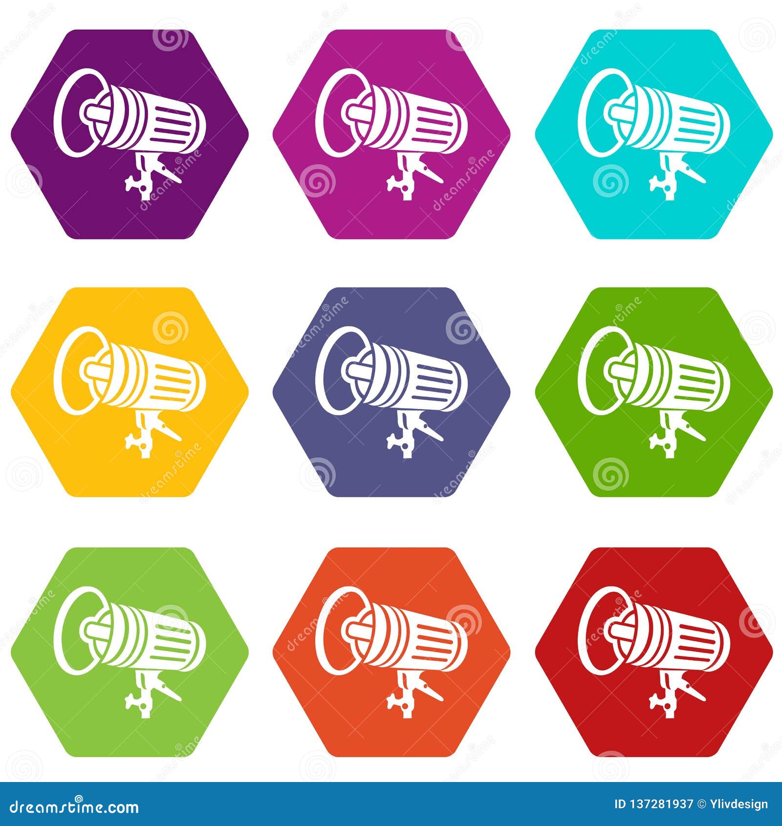 Studio Lighting Equipment Icons Set 9 Vector Stock Vector ...