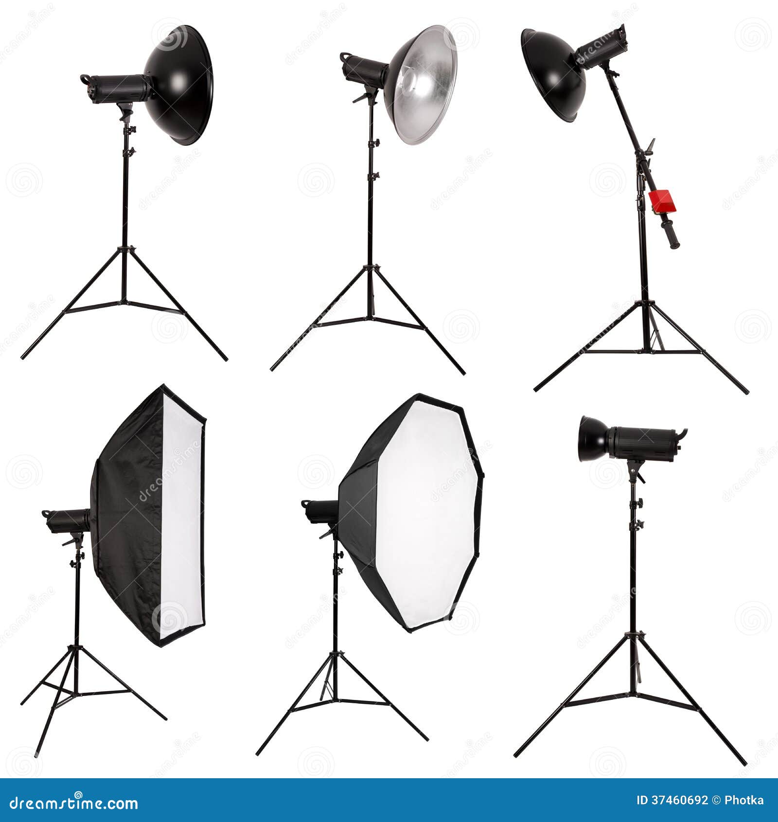 Studio Lighting Isolated on White Stock Photo - Image of reflector ...