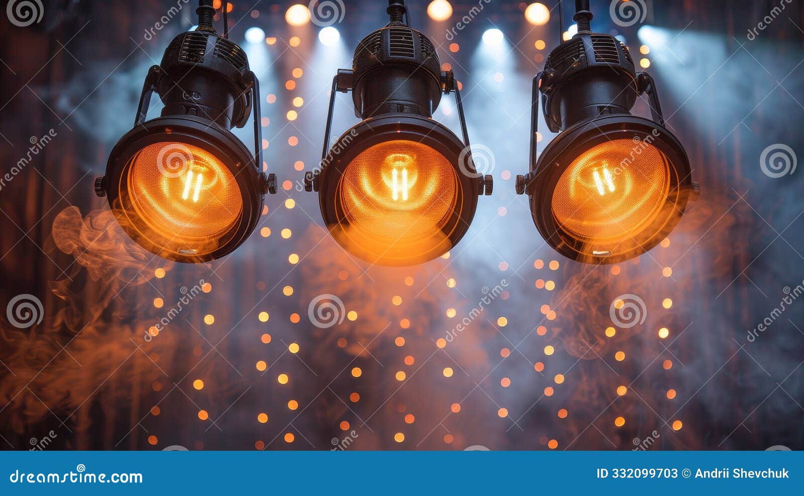 Studio Lighting Setup with Dramatic Effects on Stage Background Stock ...