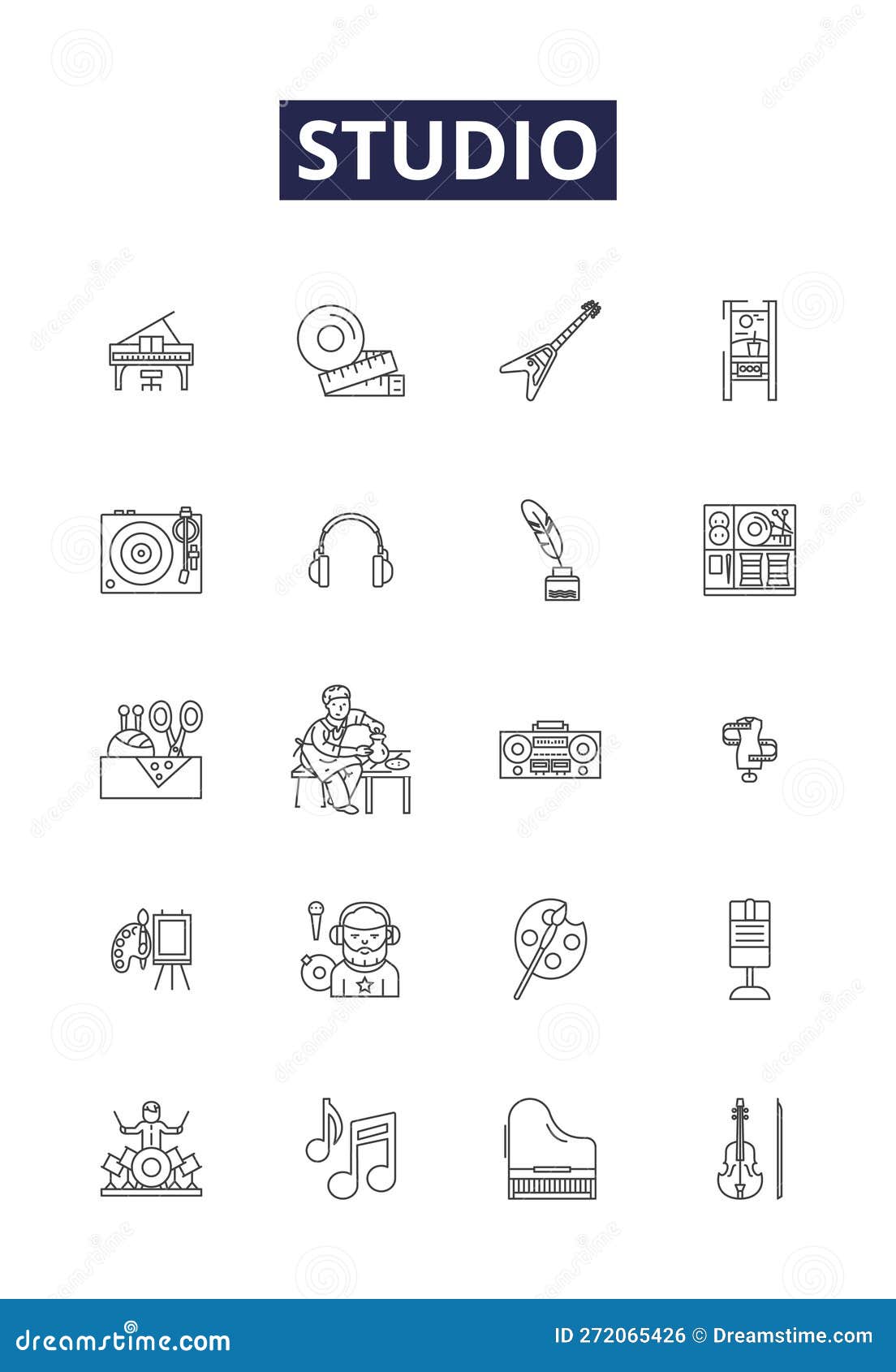 Studio Line Vector Icons and Signs. Background, Light, Backdrop, Empty ...