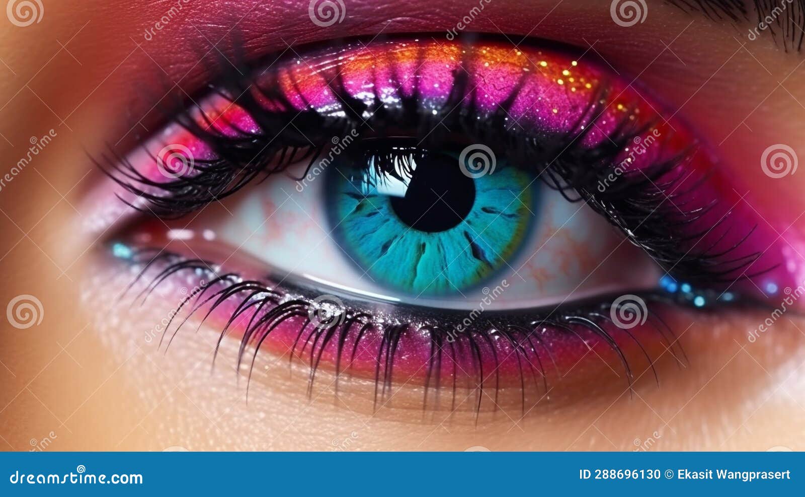 Studio Macro Shot. Beautiful Closeup of Blue Human Eye. AI Generative ...