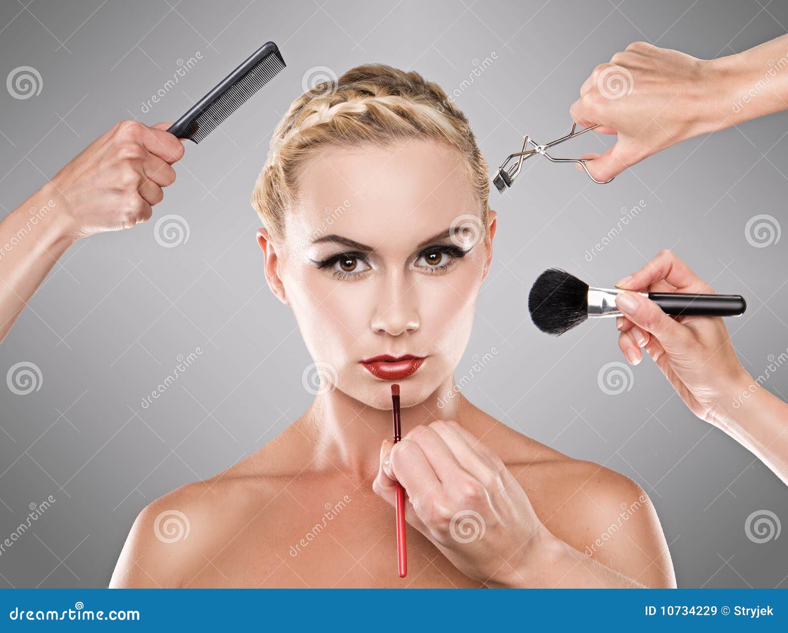 Studio Makeup Process of a Young Pretty Girl Stock Image - Image of ...