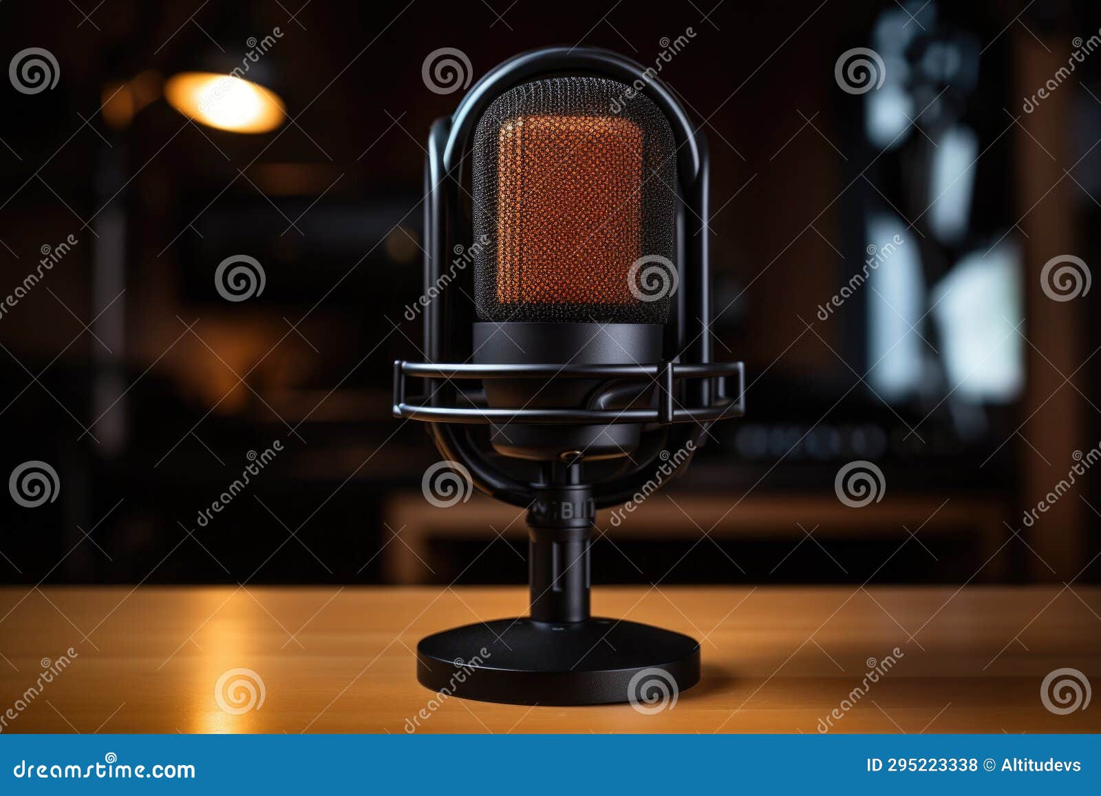 A Studio Microphone with a Diffuser on a Desk Stock Photo - Image of ...