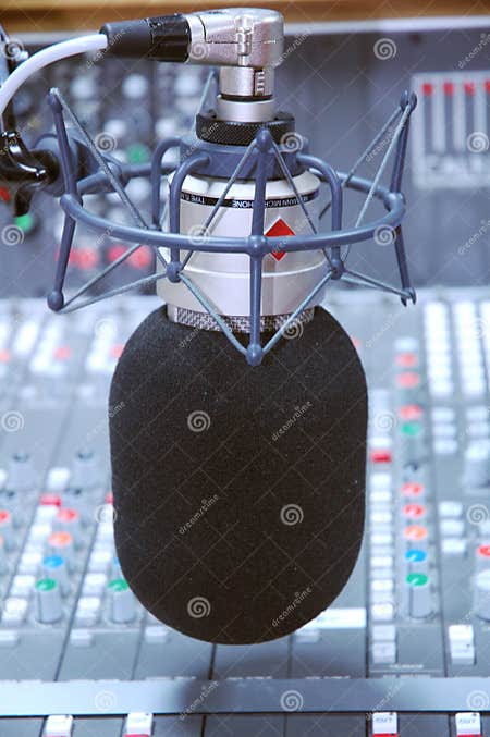 Studio Microphone and Editing Suite Stock Photo - Image of microphone ...