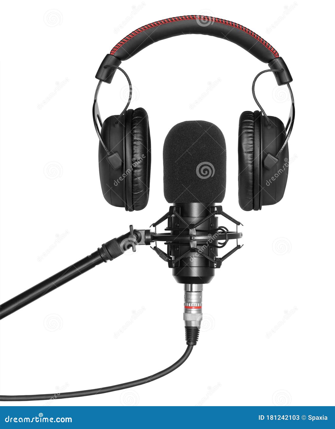 Studio Microphone and Headphones Isolated on White Stock Image - Image ...