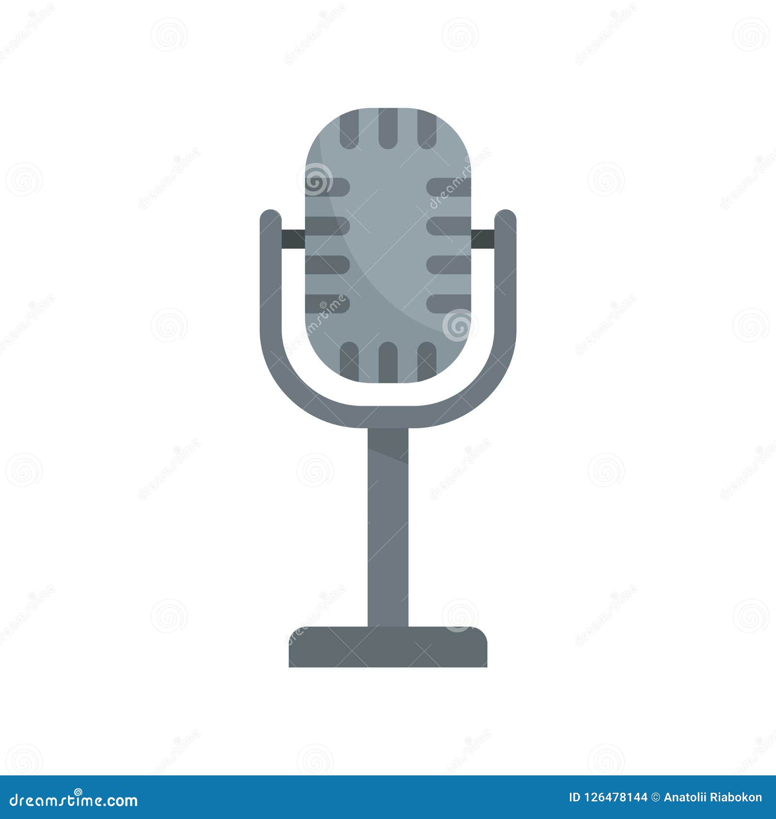 Studio Microphone Icon, Flat Style Stock Vector - Illustration of onair ...